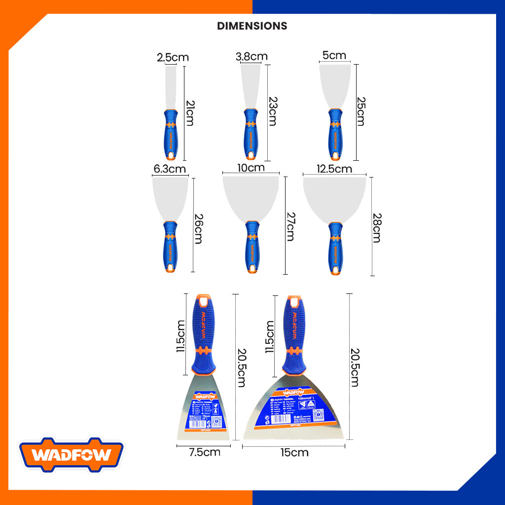 Wadfow by Winland Putty Trowel Stainless with Double Color Handle 125mm ...