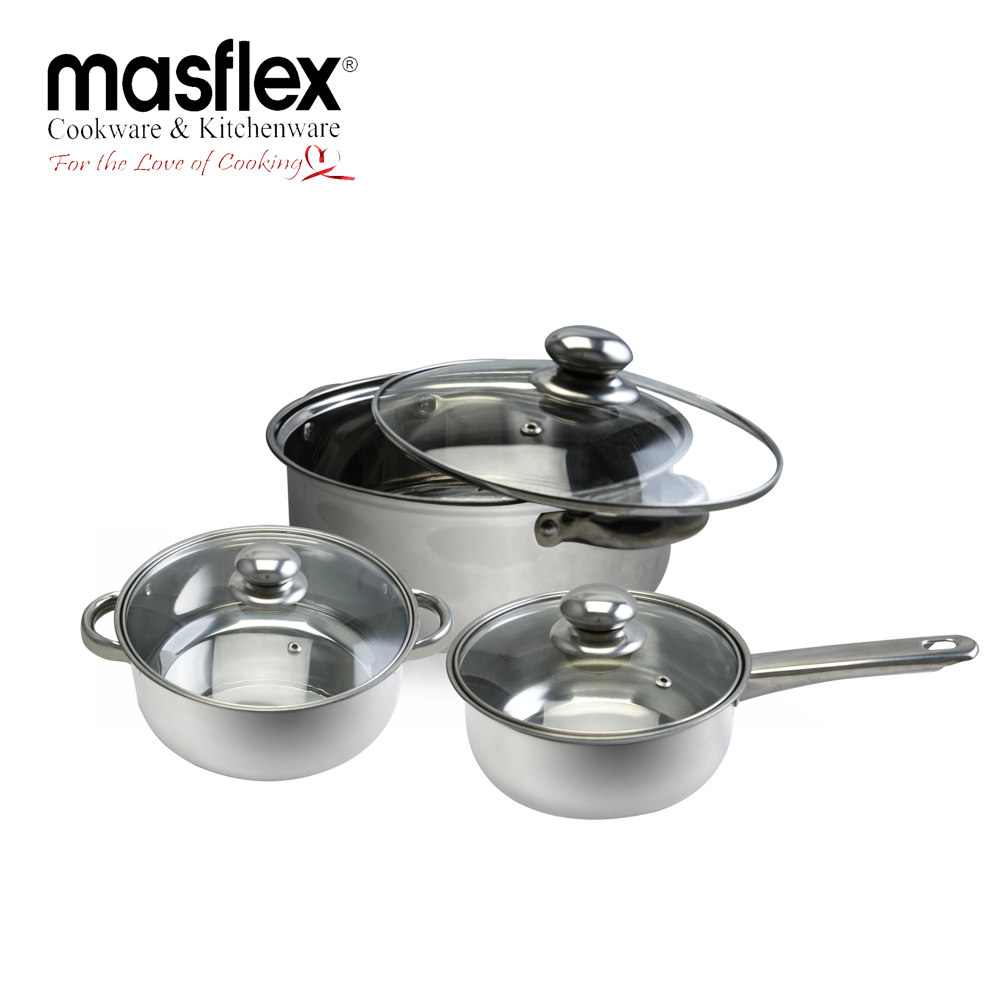 MASFLEX by Winland 6 piece Stainless Steel Induction Ready Cookware Set ...