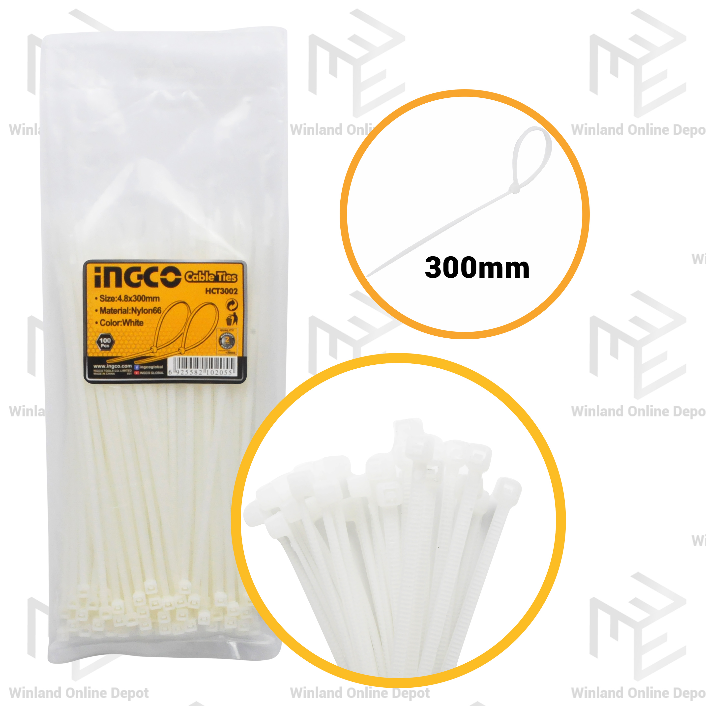 Ingco by Winland 100pcs Multipurpose Nylon Cable Ties Self Locking Zip ...