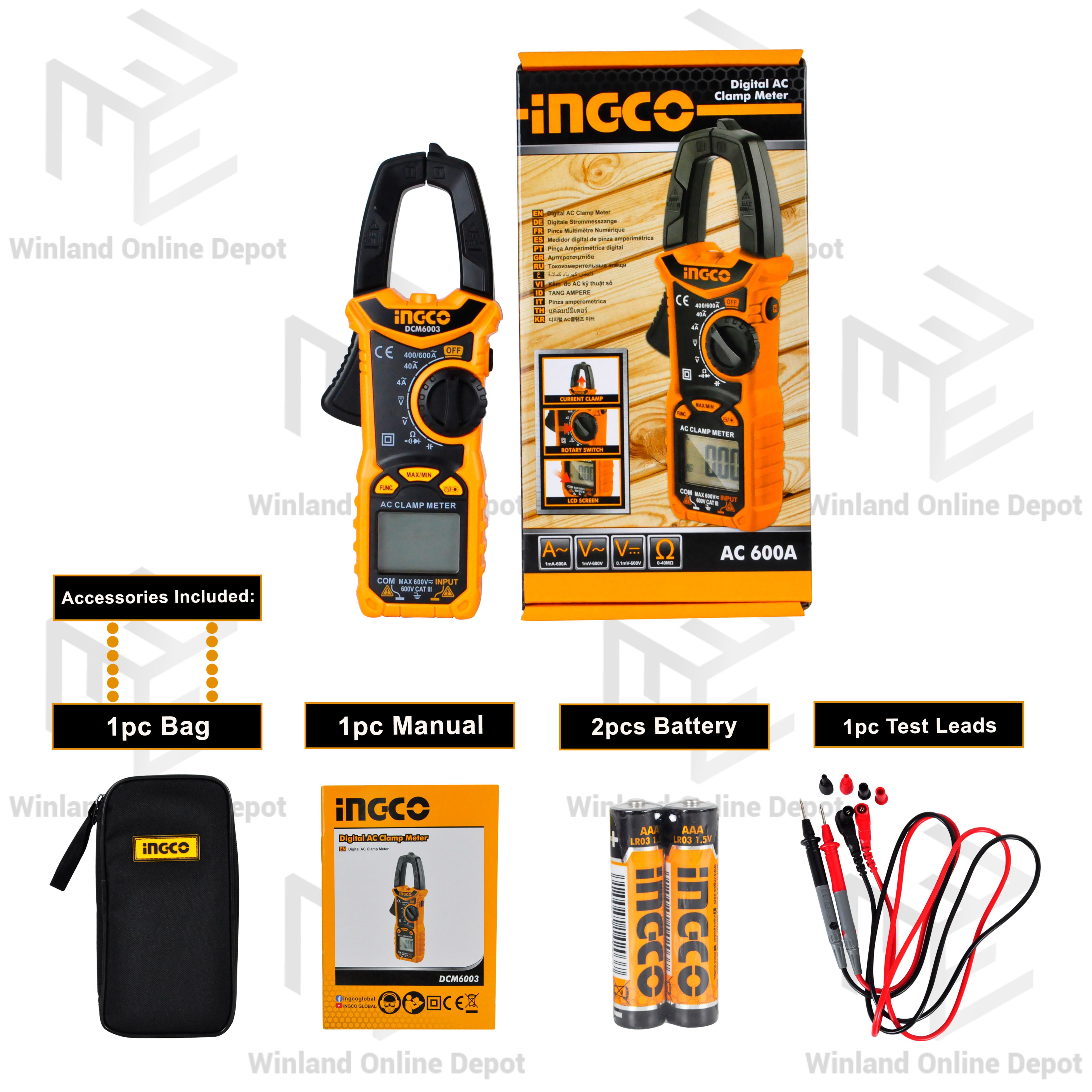 Ingco by Winland Improved TRUE RMS Digital Clamp Meter Multimeter with ...
