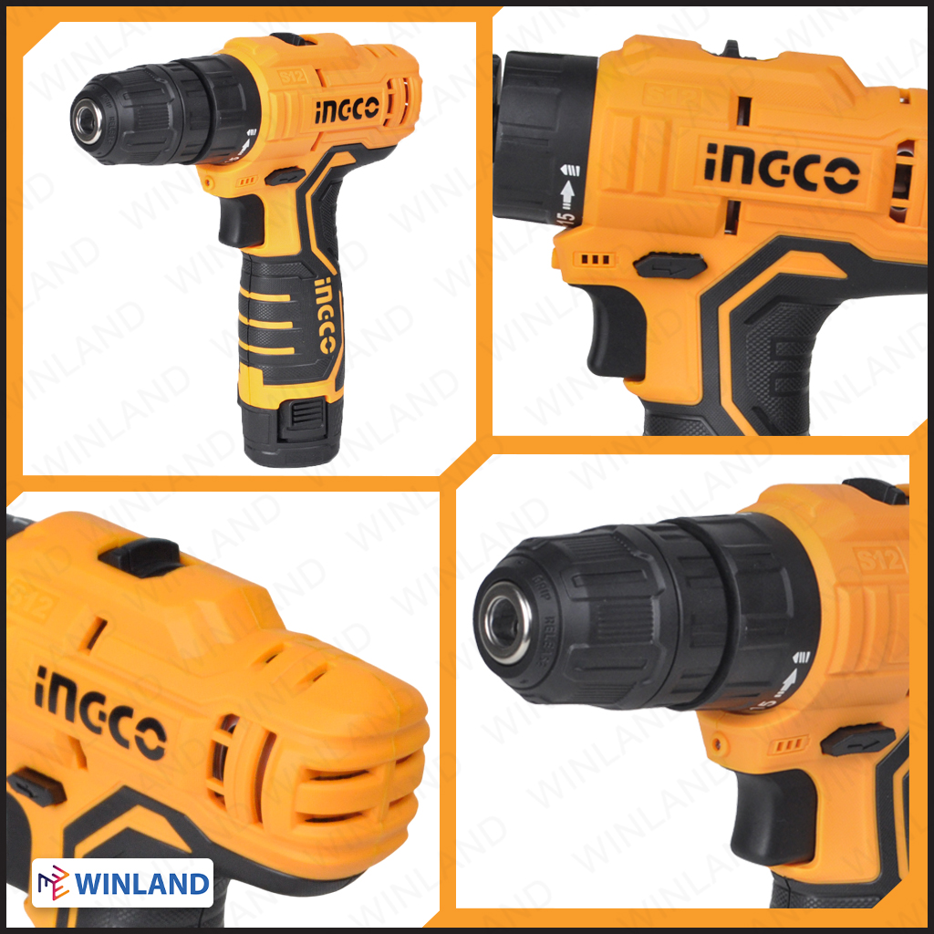 INGCO by Winland Lithium-Ion Cordless Drill 12V with 2 Batteries ...