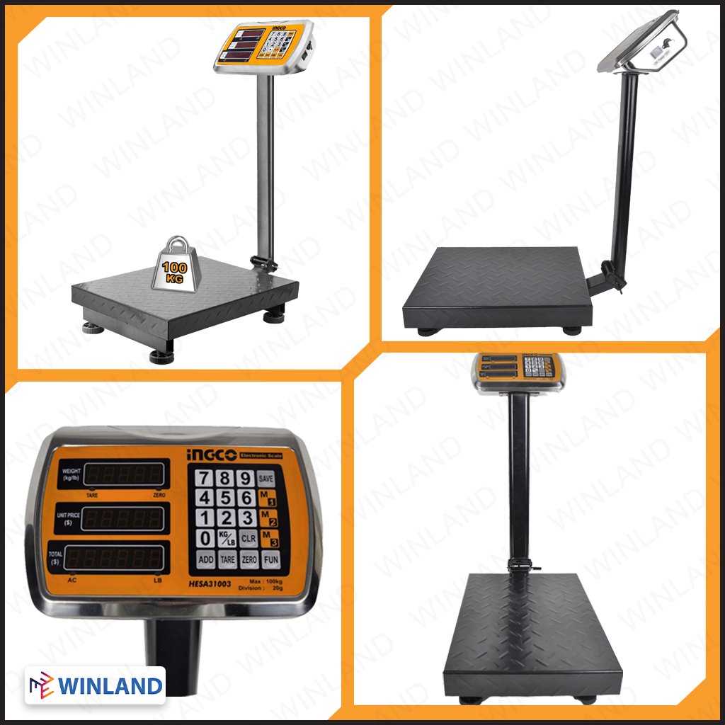 Ingco by Winland 100kg Rechargeable Weighing Scale HESA31003 ING-PT ...