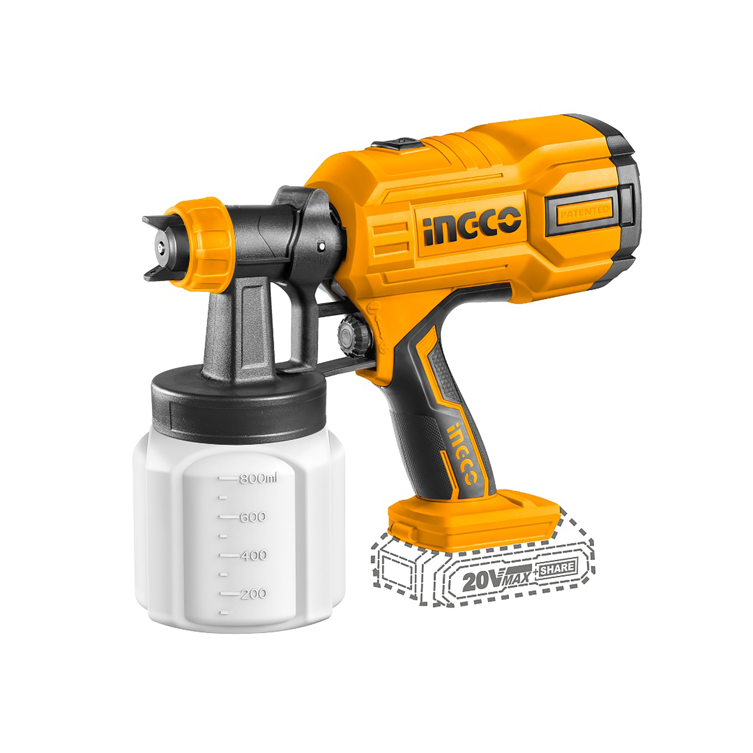 Ingco by Winland 20V Lithium-Ion Cordless Spray Paint Gun CSGLI2001 ...