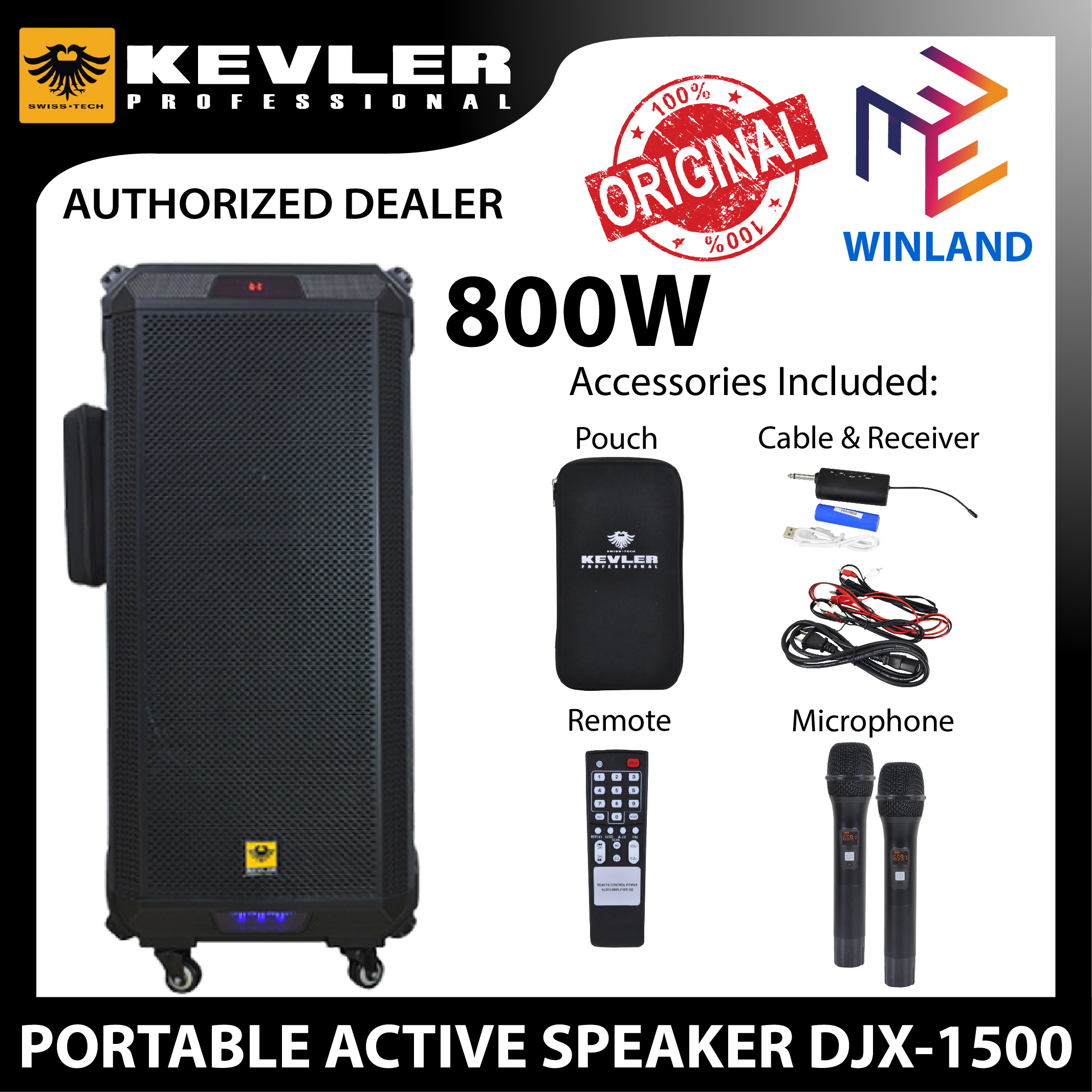 Kevler by Winland Portable Active Speaker System Party Boom Box Speaker ...