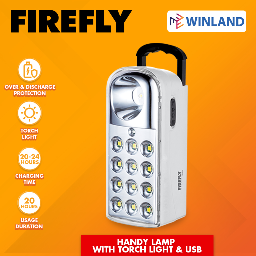 Firefly by Winland 12 LED Handy Lamp w/ Torch Light & USB Phone Charger ...
