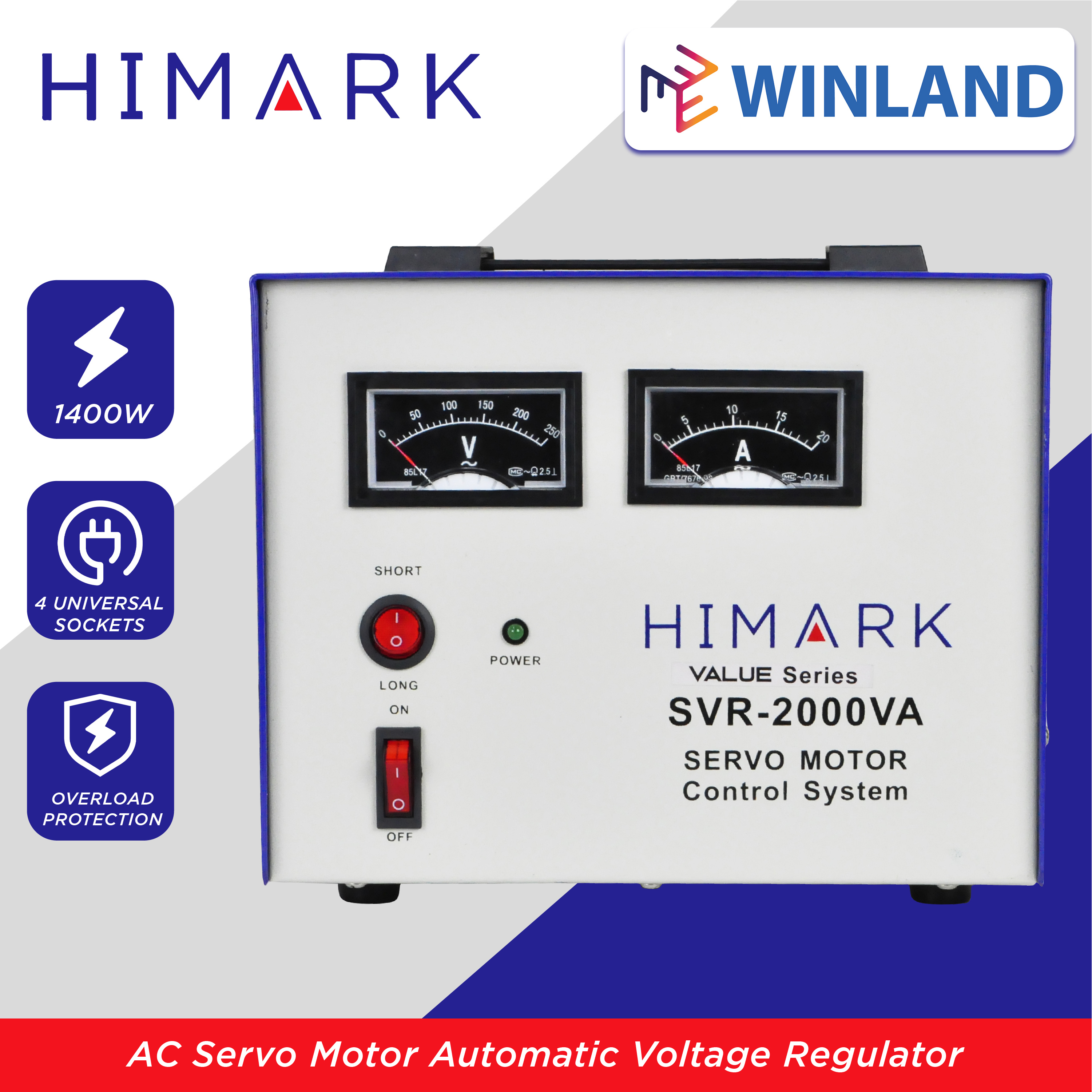 HIMARK by Winland AC Servo Motor Automatic Voltage Regulator 1400w AVR ...