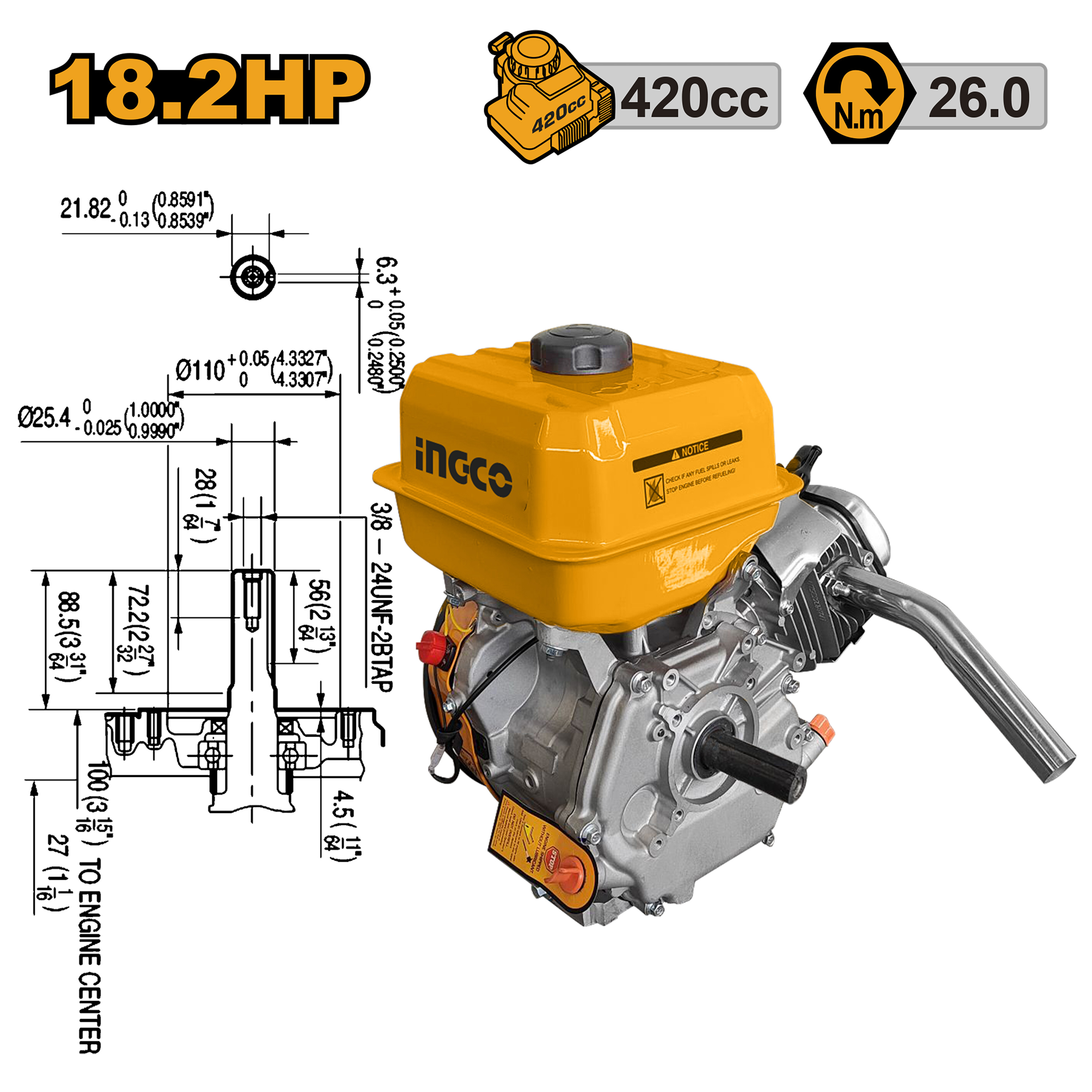 Ingco by Winland Industrial Marine Low Speed Gasoline Engine Generator ...