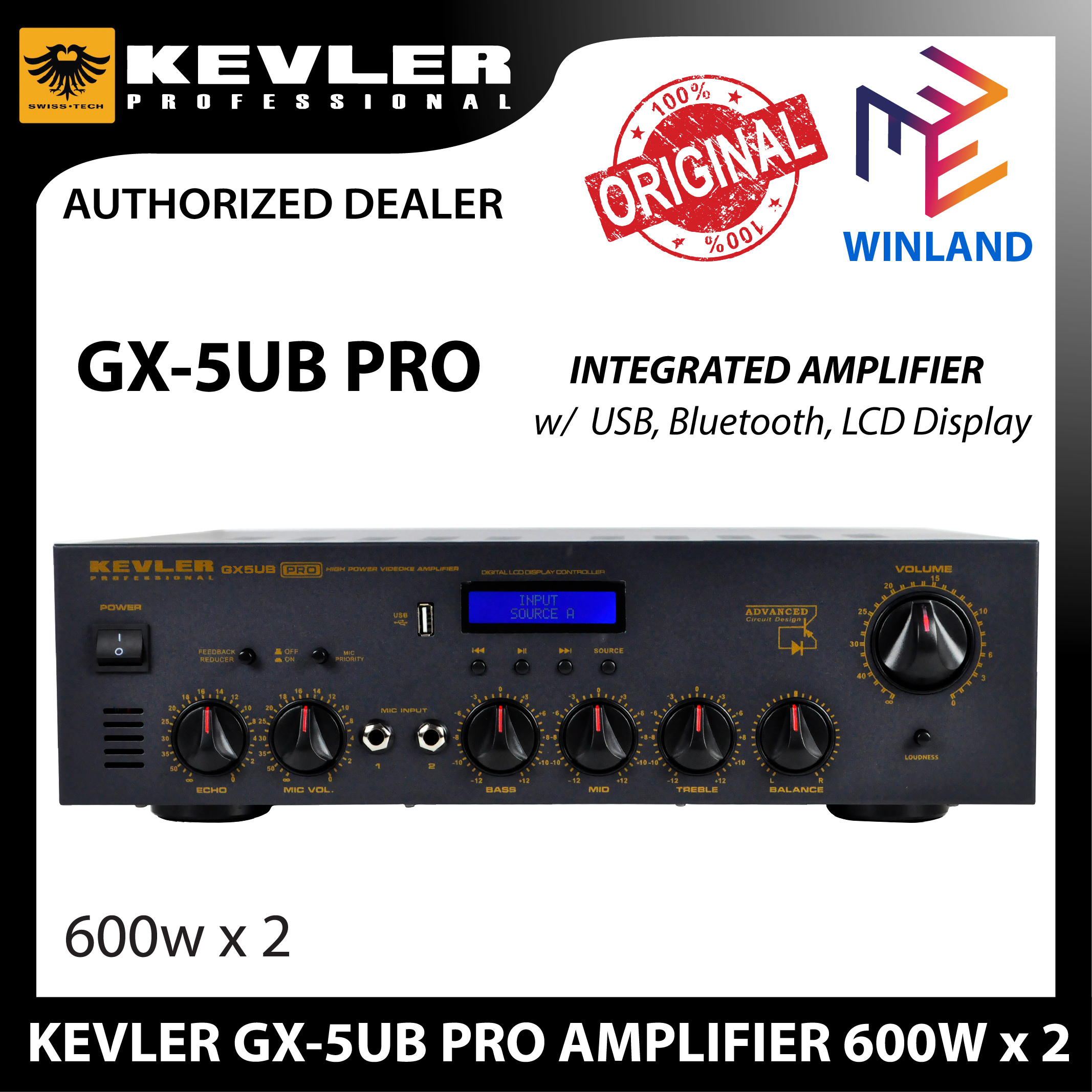 NEW! Kevler by Winland GX-5UB PRO 600W X 2 Karaoke Amplifier with ...