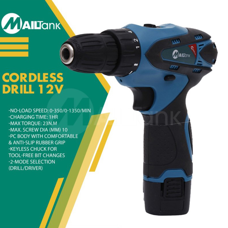 Mailtank by Winland Cordless Drill w/ 2 PCS Lithium Ion 12V Batteries ...