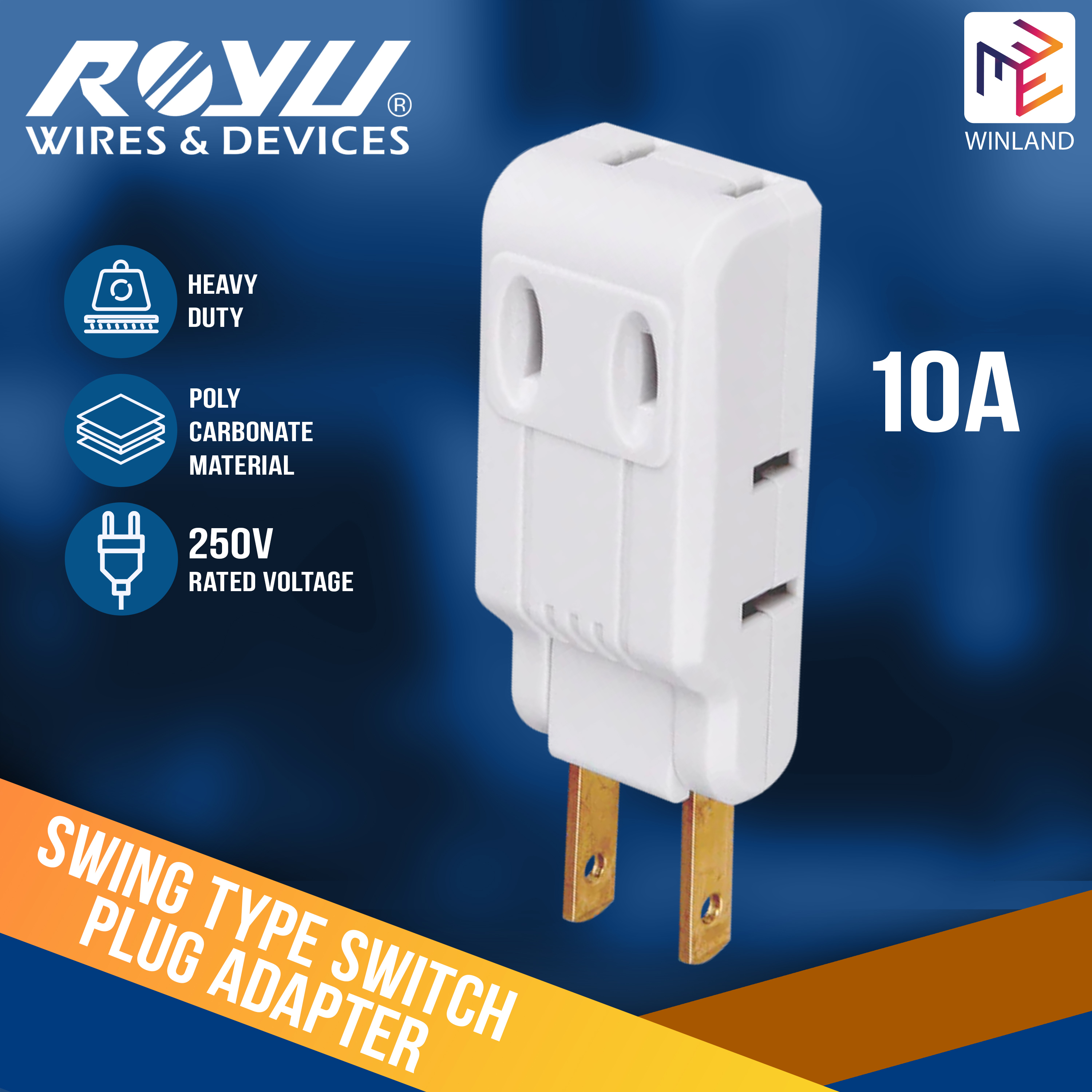 ROYU by Winland 10A 250V Electrical Swing Type Adapter/Adaptor-REDPL107 | Lazada PH