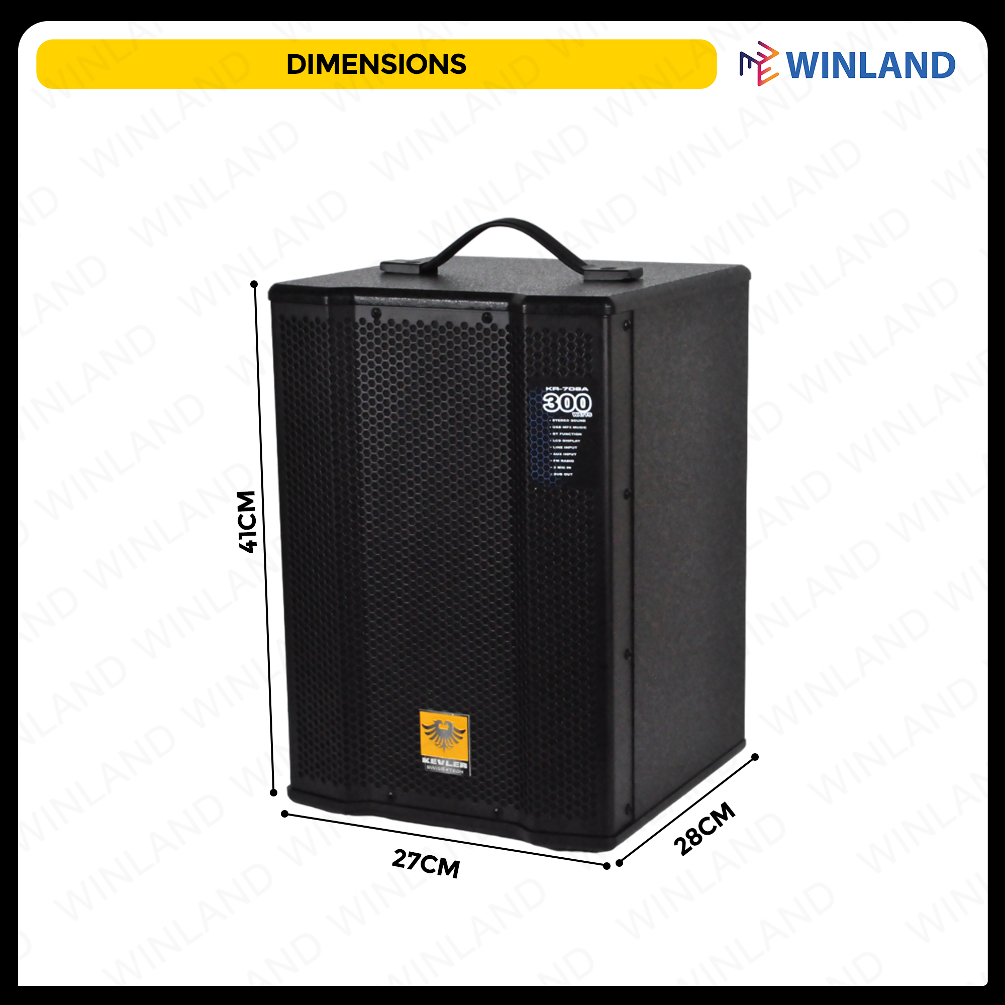 Kevler by Winland 8inch Karaoke Active Speaker System 300W x 2 with Bluetooth & USB KR-708A 2PCS ...