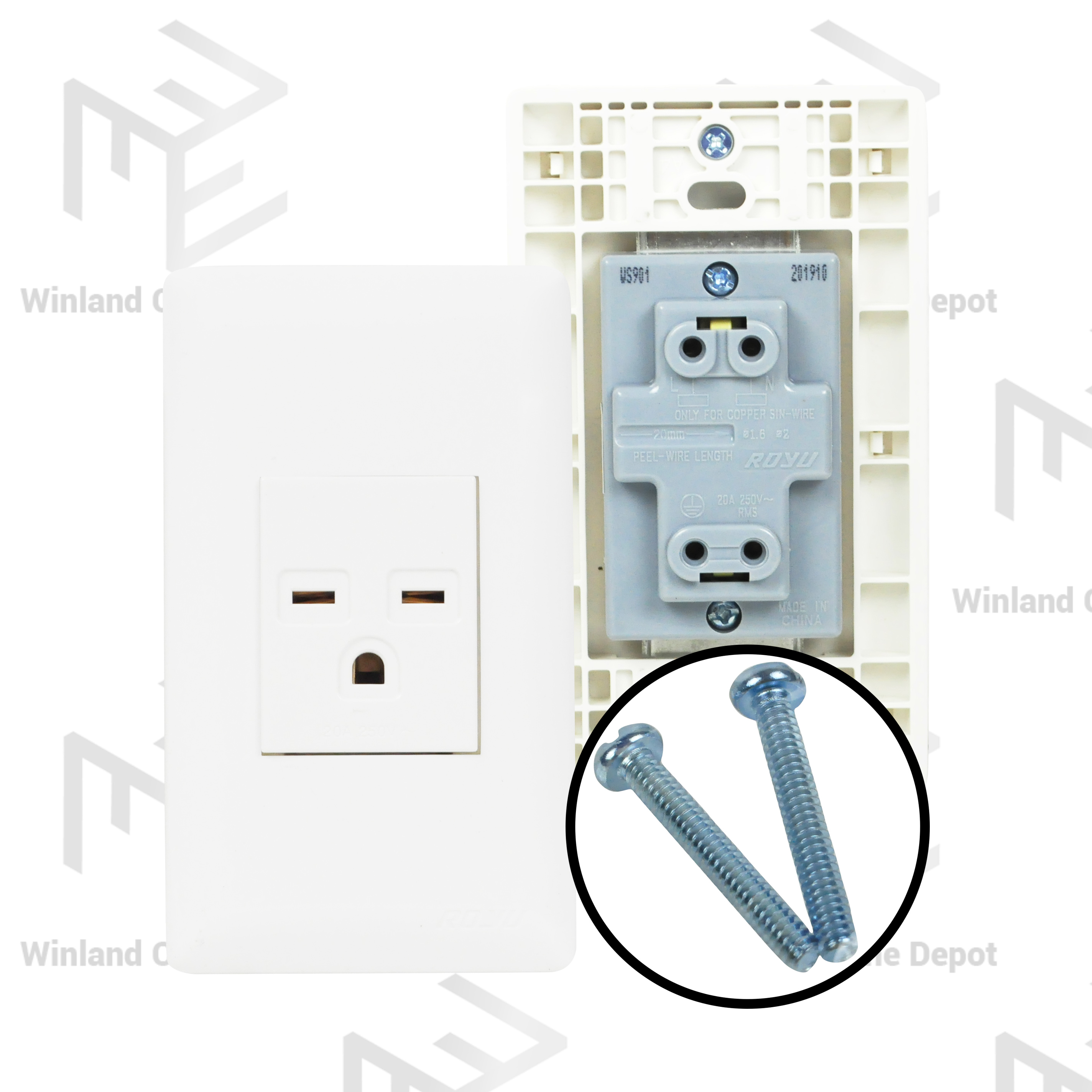 Royu by Winland Super Wide Series 1-Gang Aircon Outlet Electrical ...