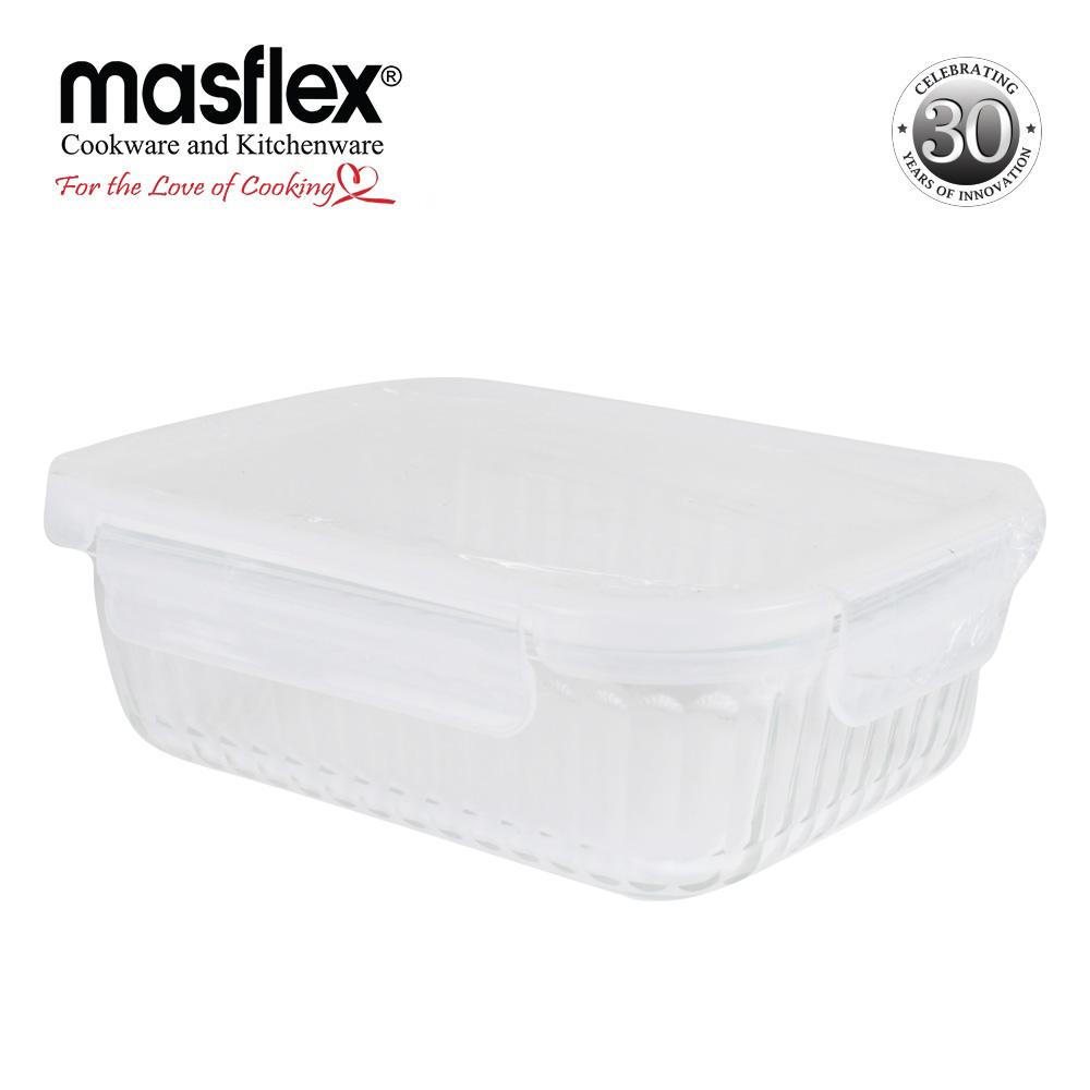 Masflex by Winland 370ML/620ML/950ML Airtight Deluxe Rectangular Glass ...