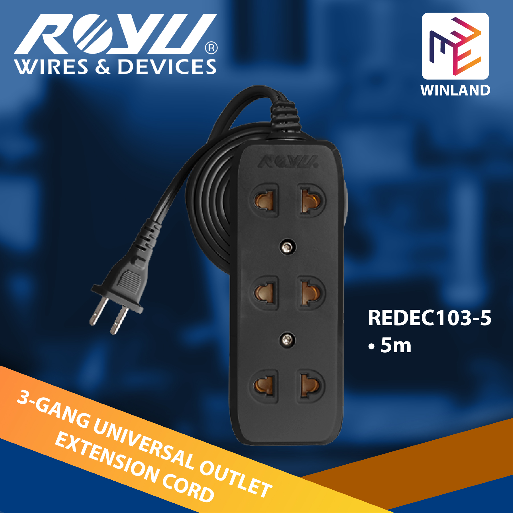 Royu by Winland 2-4 Gang Universal Convenience Outlet Extension Cord ...