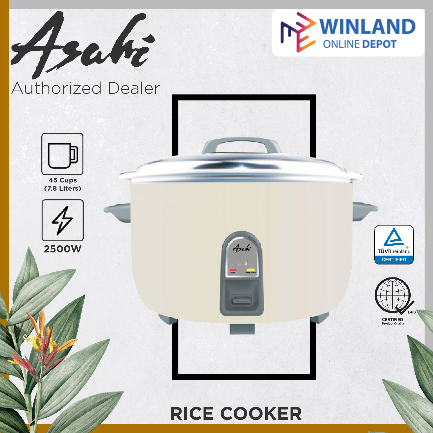 ASAHI by Winland Commercial Rice Cooker 45cups (7.8L) RC-45 | Lazada PH