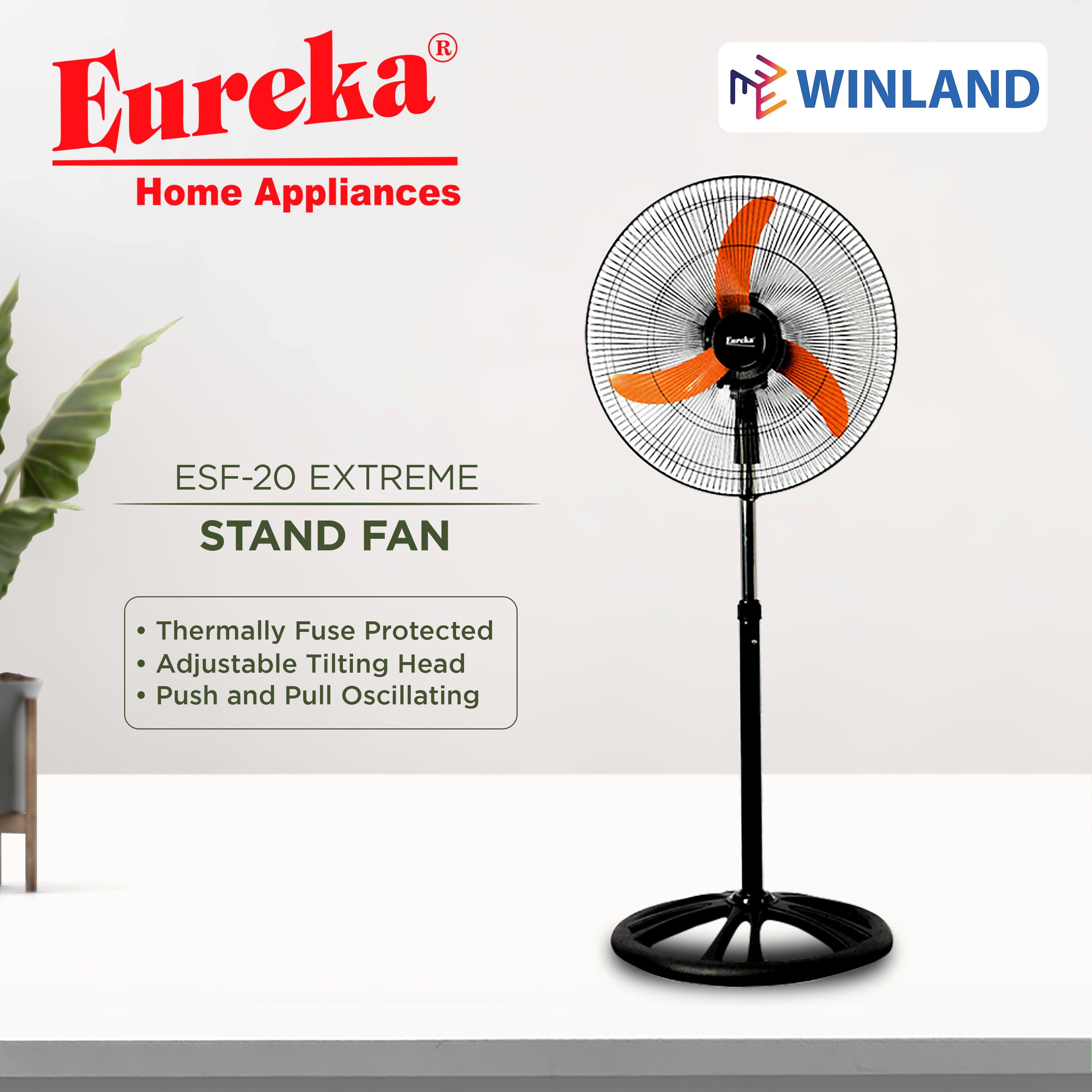 EUREKA by Winland 20inches Powerfull Apricot Stand Fan / Electric Fan ...