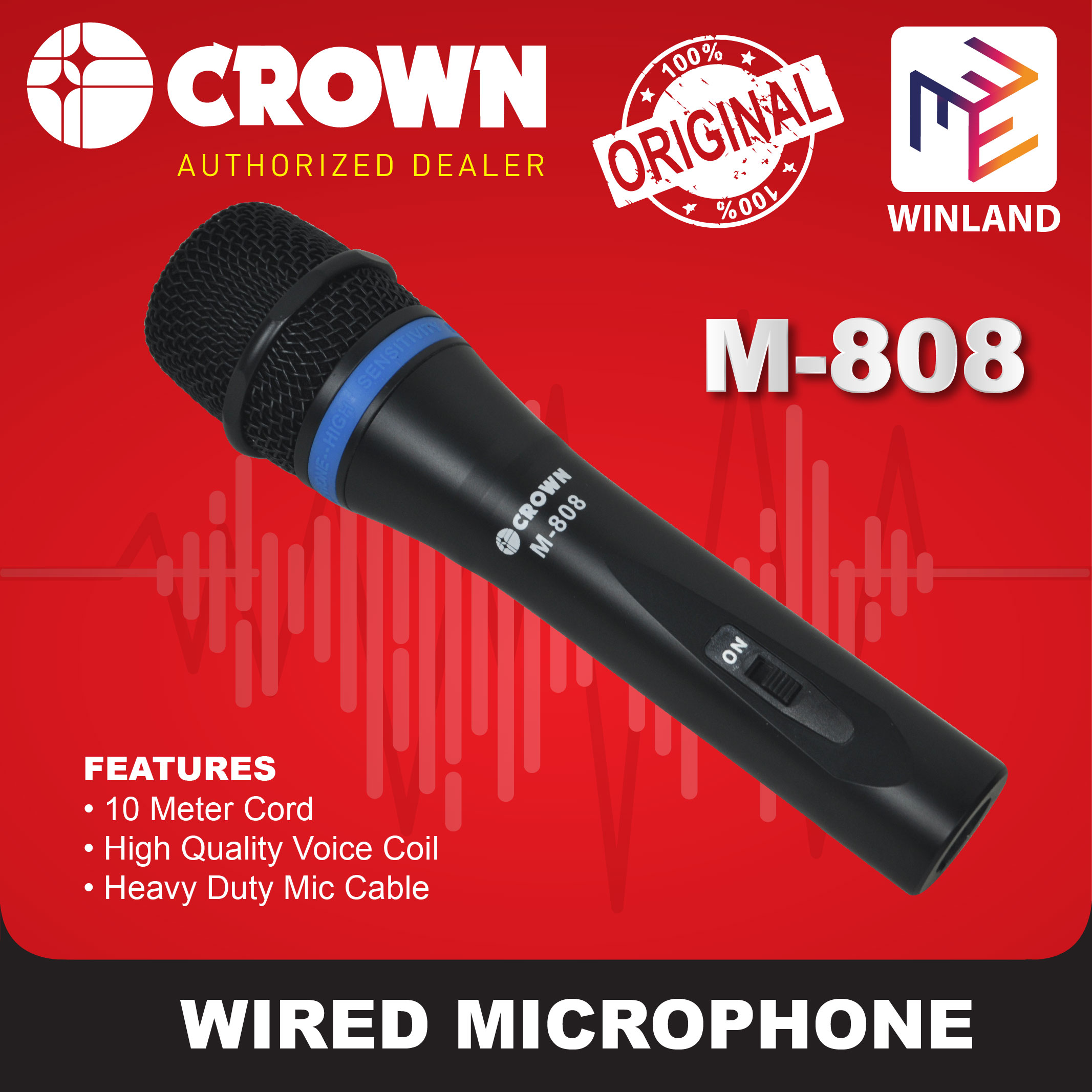 CROWN by Winland Professional Microphone with 10M Wire Mic (Heavy Duty ...