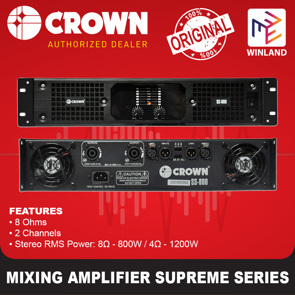 CROWN by Winland Mixing Amplifier Supreme Series 8ohms Stereo,800W,4ohms Stereo,1200W,2ohms ...