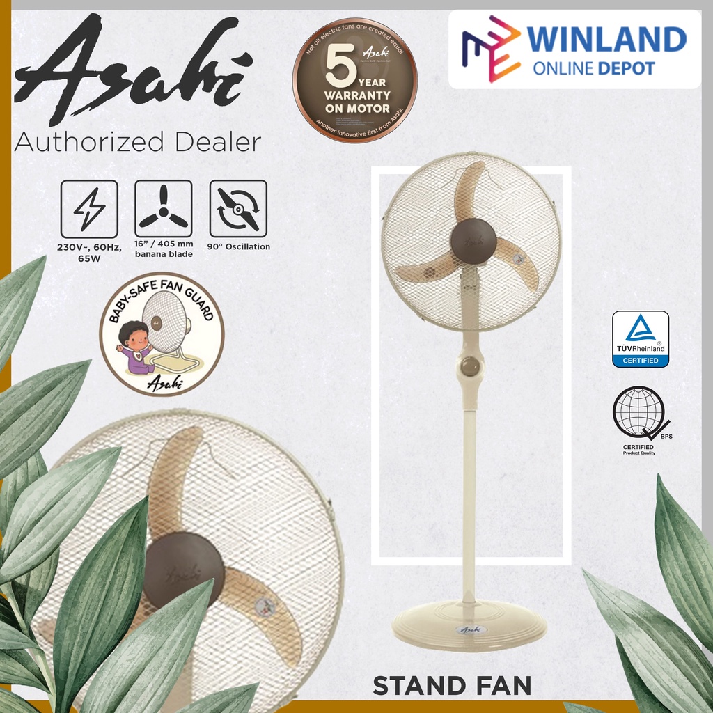 Asahi by Winland BG 6026 Stand Fan 16 inch BG-6026 Children Safe ...