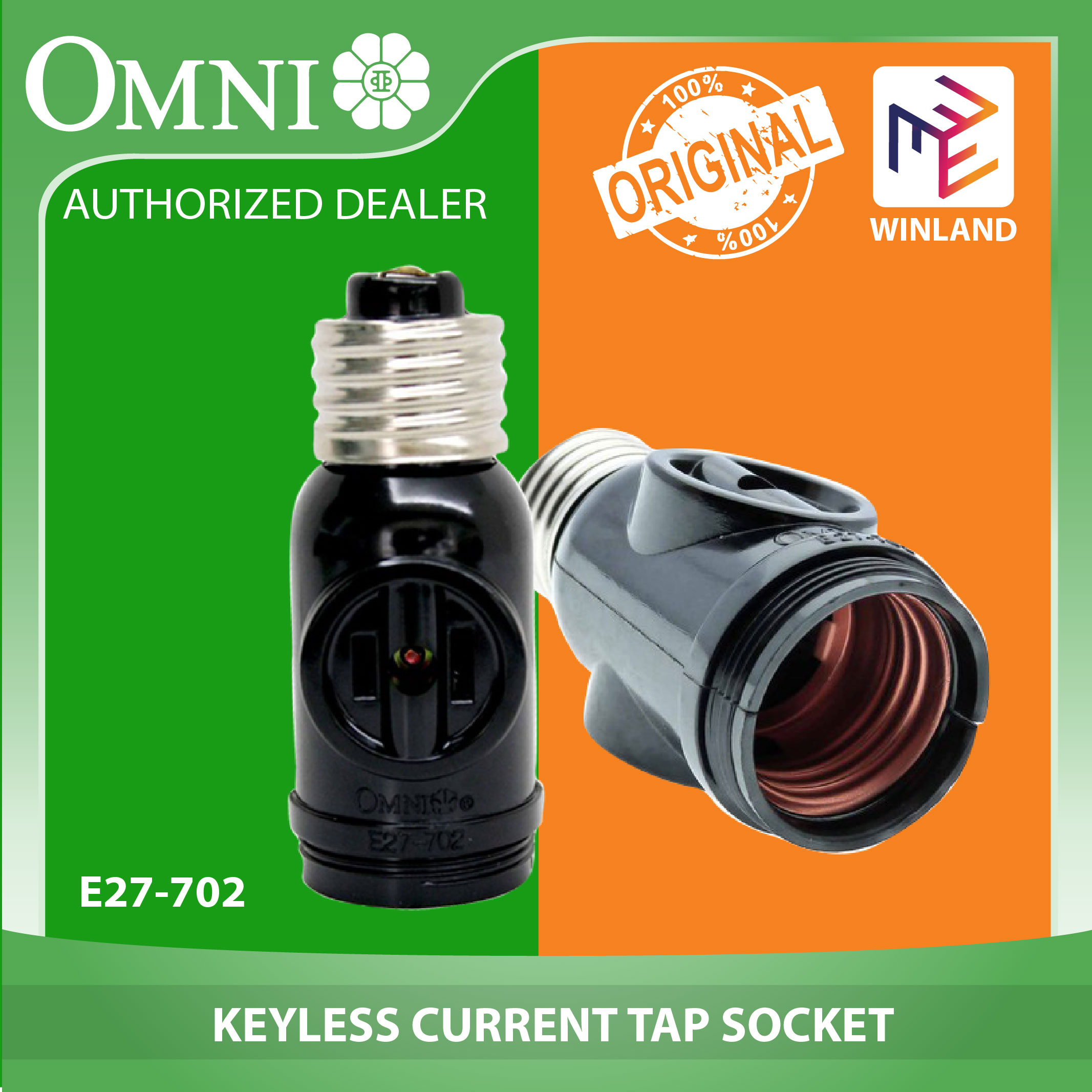 Omni by Winland E27-702 Keyless Current Tap Lamp Socket 3A | 250VAC E27 ...