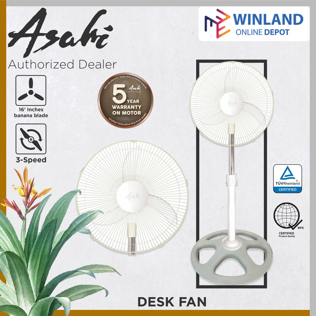 Asahi by Winland 16" Stand Fan | White Electric Fan | Turbo Fan PF-631 ...