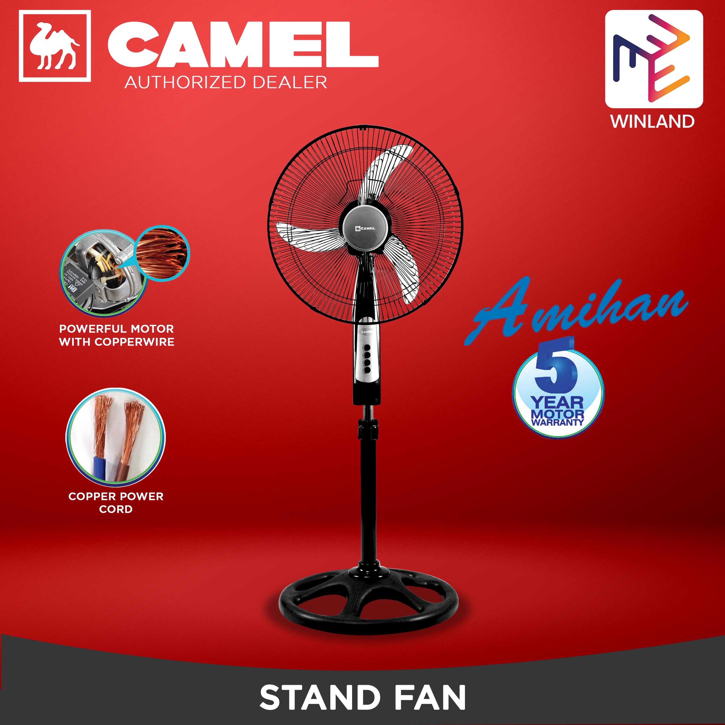 Camel by Winland 18inches Stand Fan / Electric Fan CSF-1802C | Lazada PH