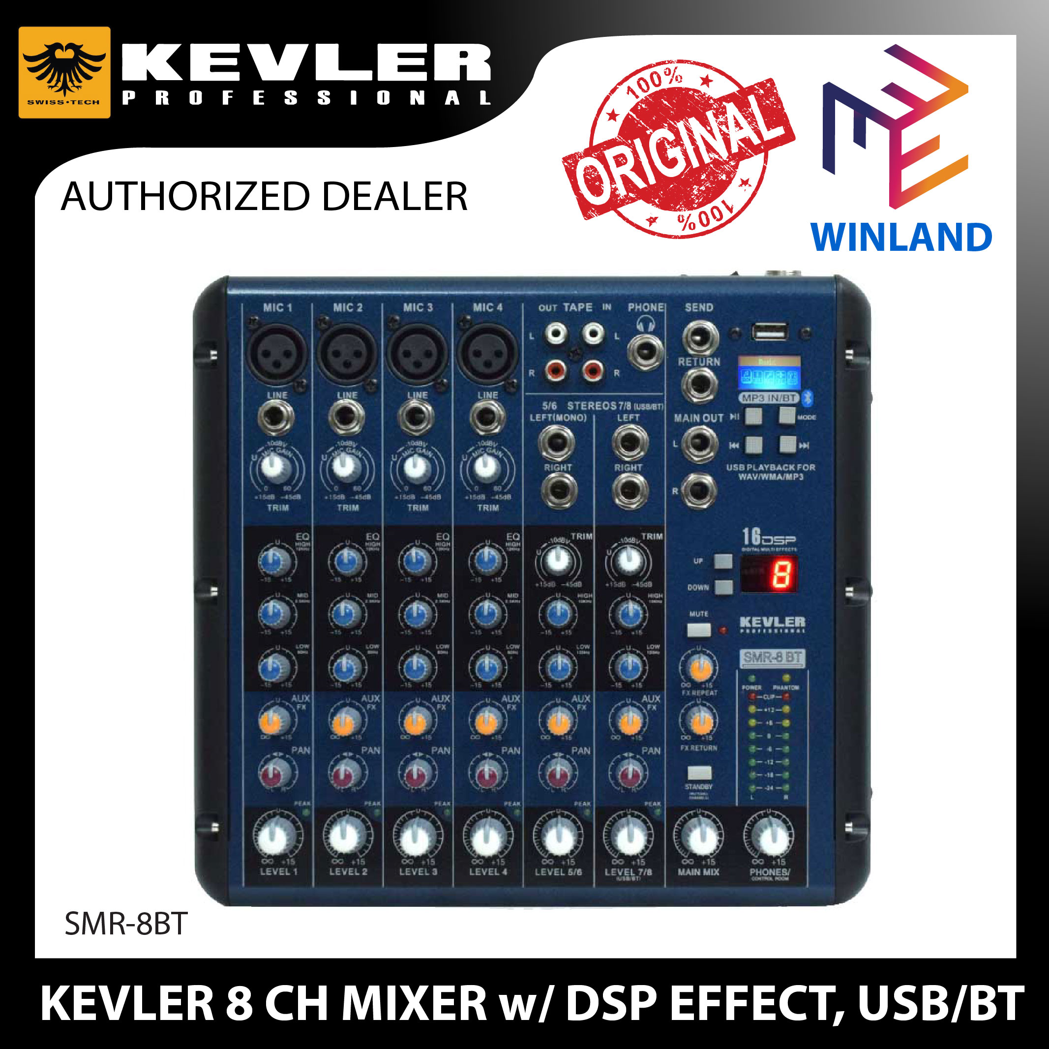 Kevler by Winland 8 Channel Audio Sound Mixer with DSP Effect, USB ...