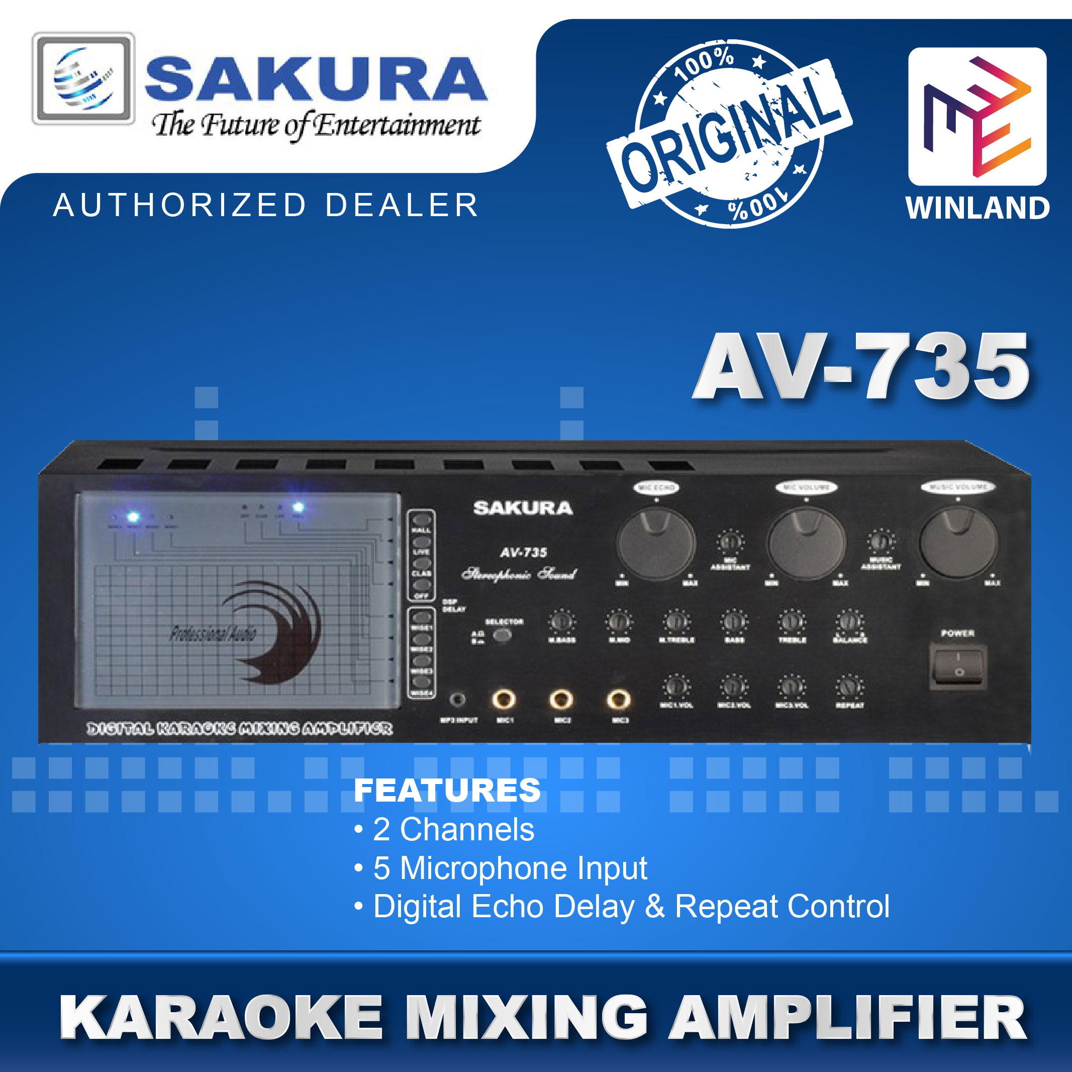 Sakura by Winland Digital Karaoke Mixing Amplifier 700W 1300W AV-735 | Lazada PH