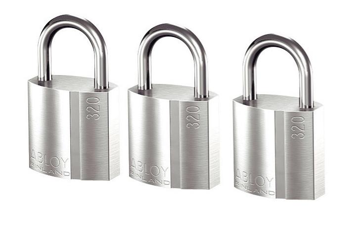 Abloy 3 pcs. PL320 High Security Keyed-Alike Solid Brass Padlock 33mm ...