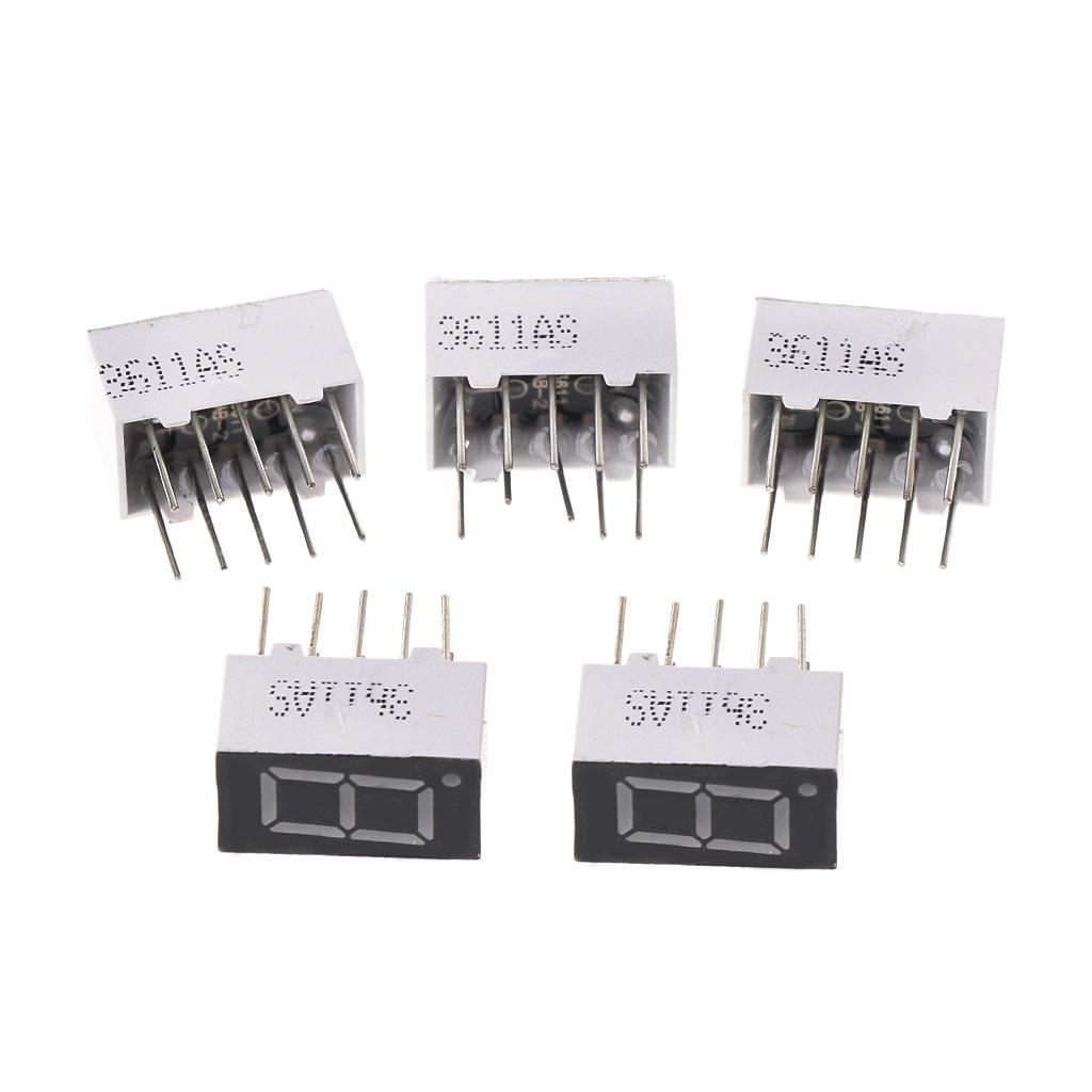 5Pcs 0.36" Common Cathode 1 Bit 10 Pin 7 Segment Red LED Display ...