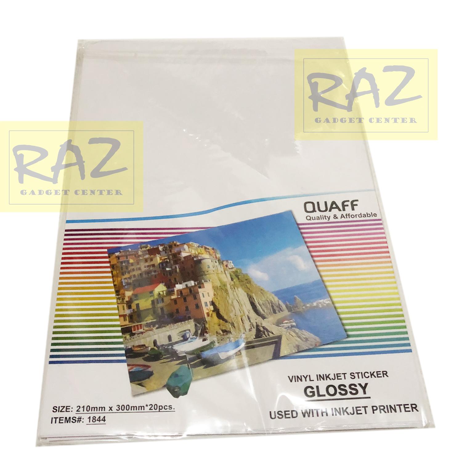 Quaff Vinyl Printable Inkjet Sticker GLOSSY A4 Size 8.25x11.75 inches ...