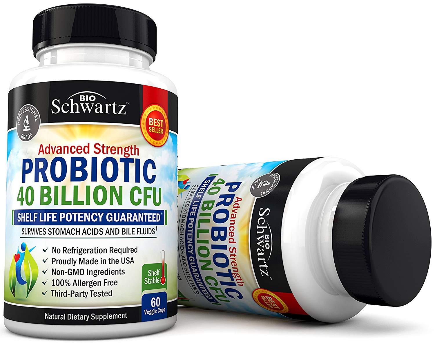 Bio Schwartz Advanced Strength Probiotic 40 Billion CFU (60 Capsules ...