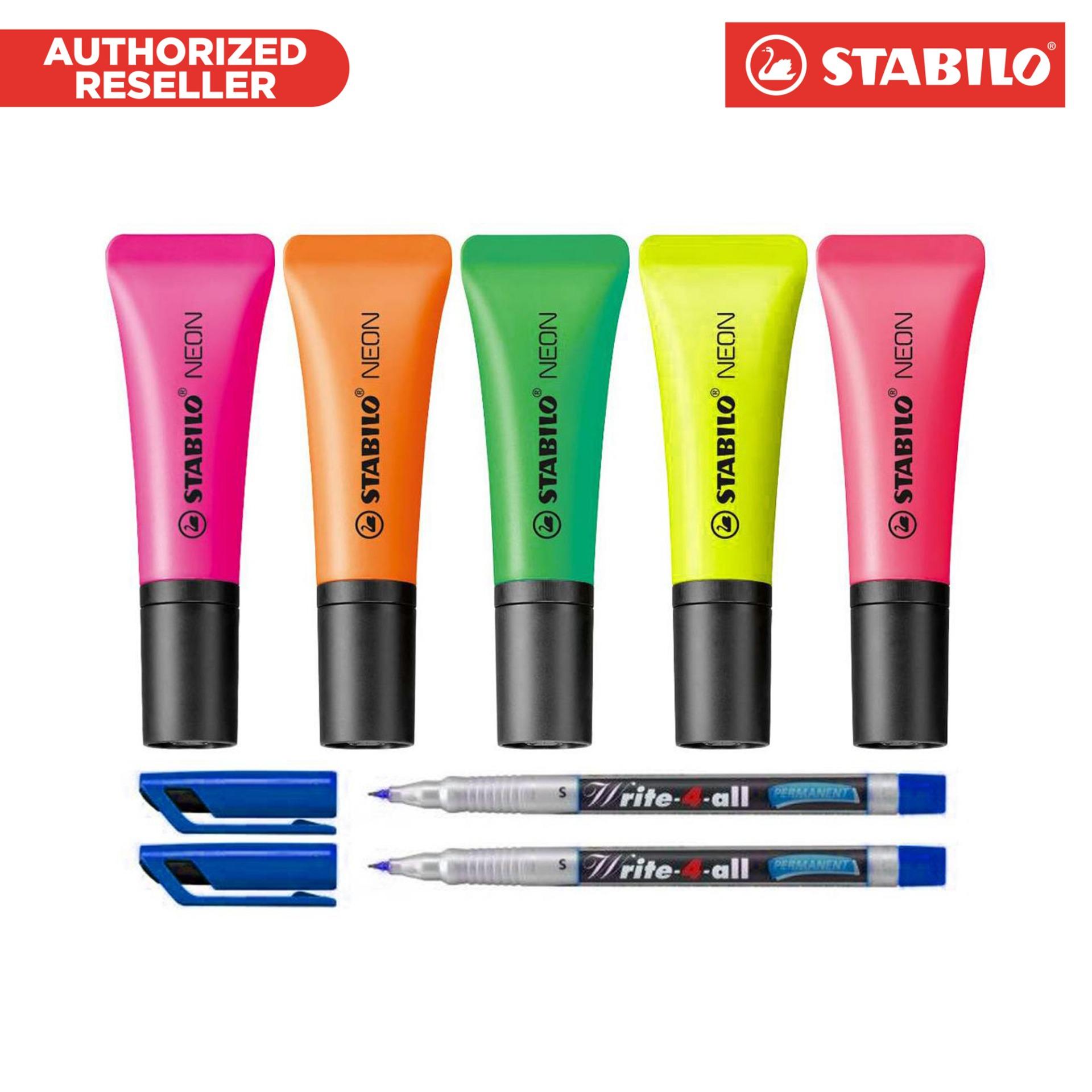 STABILO Neon - Multicolor 5s with STABILO Write-4-All Super Fine - Blue ...