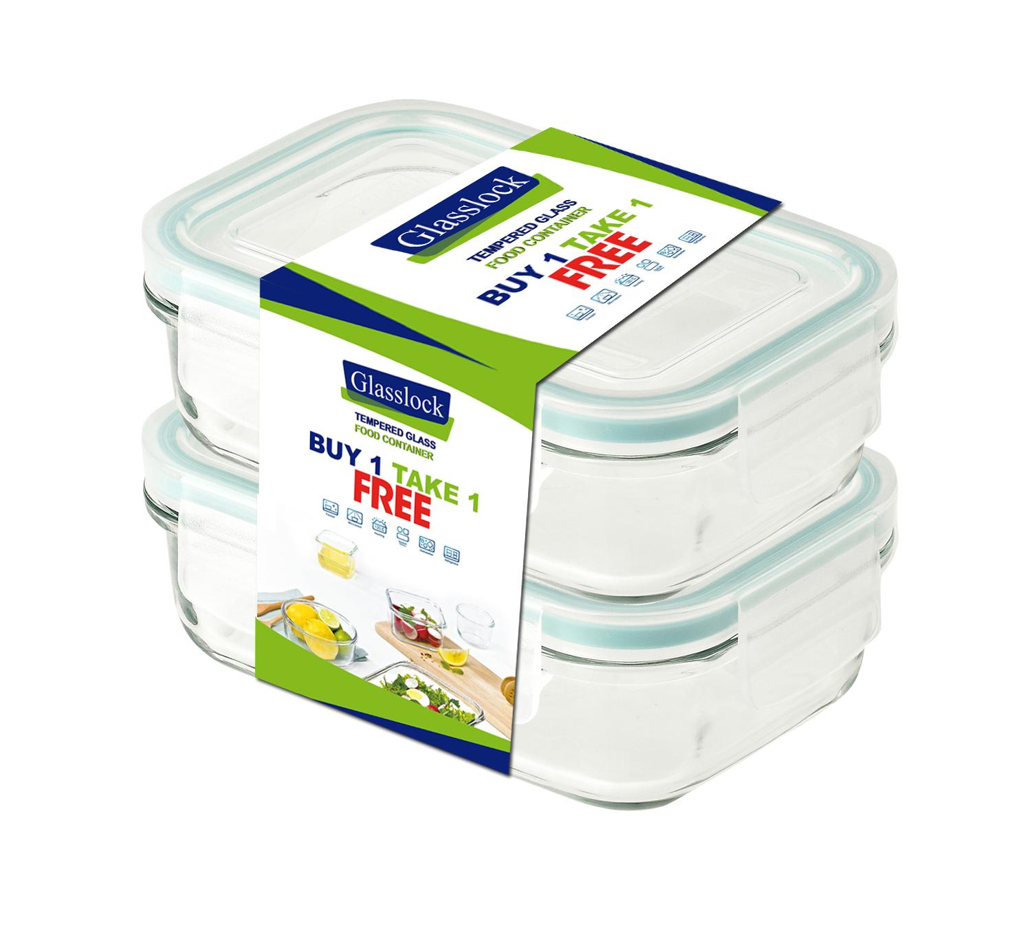 Glasslock Rectangle Type Glass Food Container 400ml (Buy 1, Take 1 ...