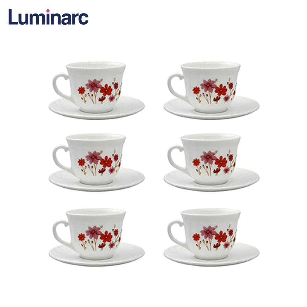 Luminarc Country Flower 12pc 22cl Coffee Set Cup and Saucer Set Opal ...
