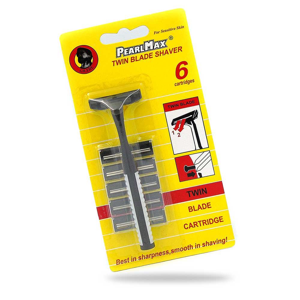 Pearlmax Twin Blade Shaver Men's Razor With 6 Cartridges | Lazada PH