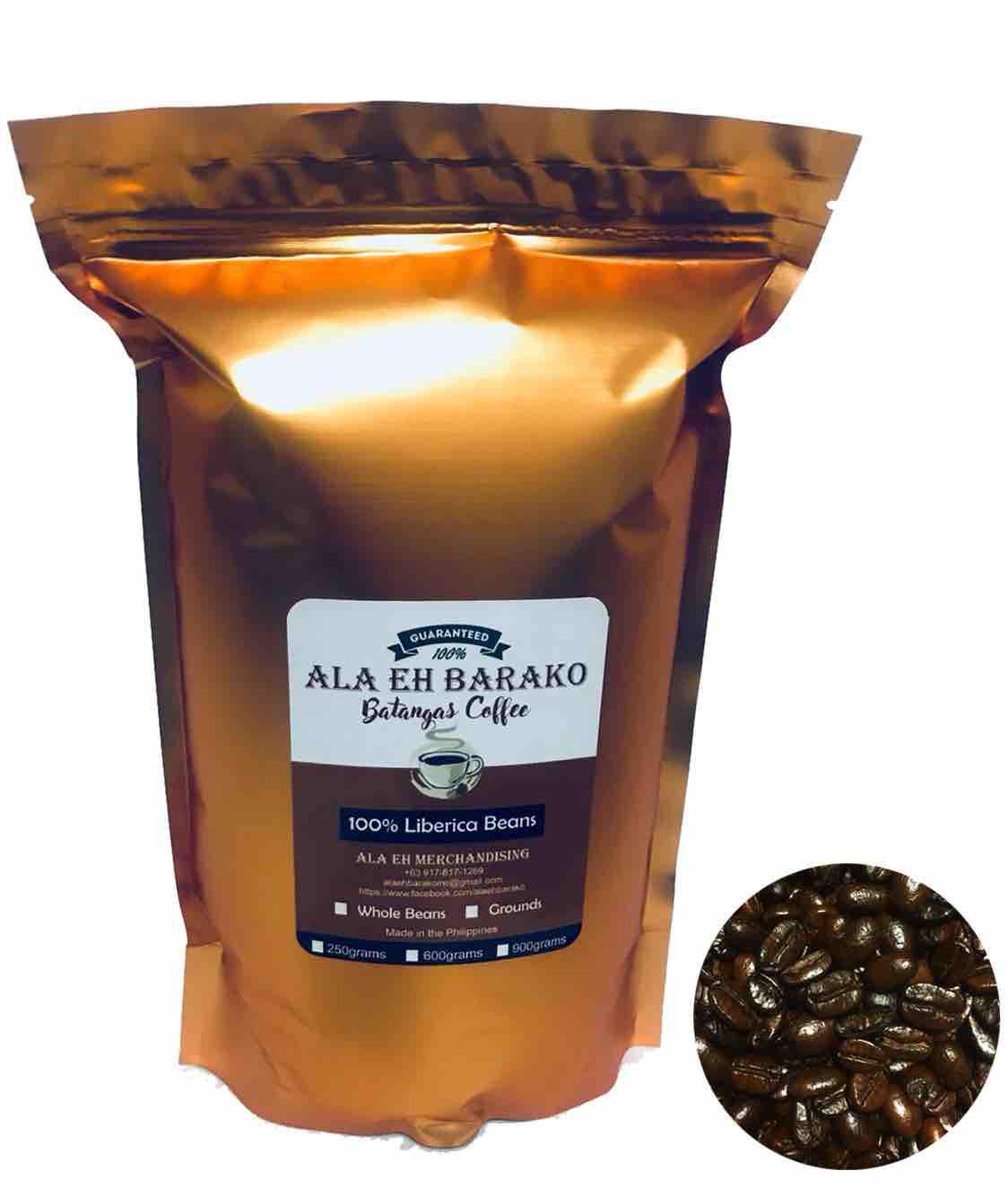 ESPRESSO ROAST BREWED COFFEE ALA EH KAPENG BARAKO LIBERICA WHOLE BEANS ...