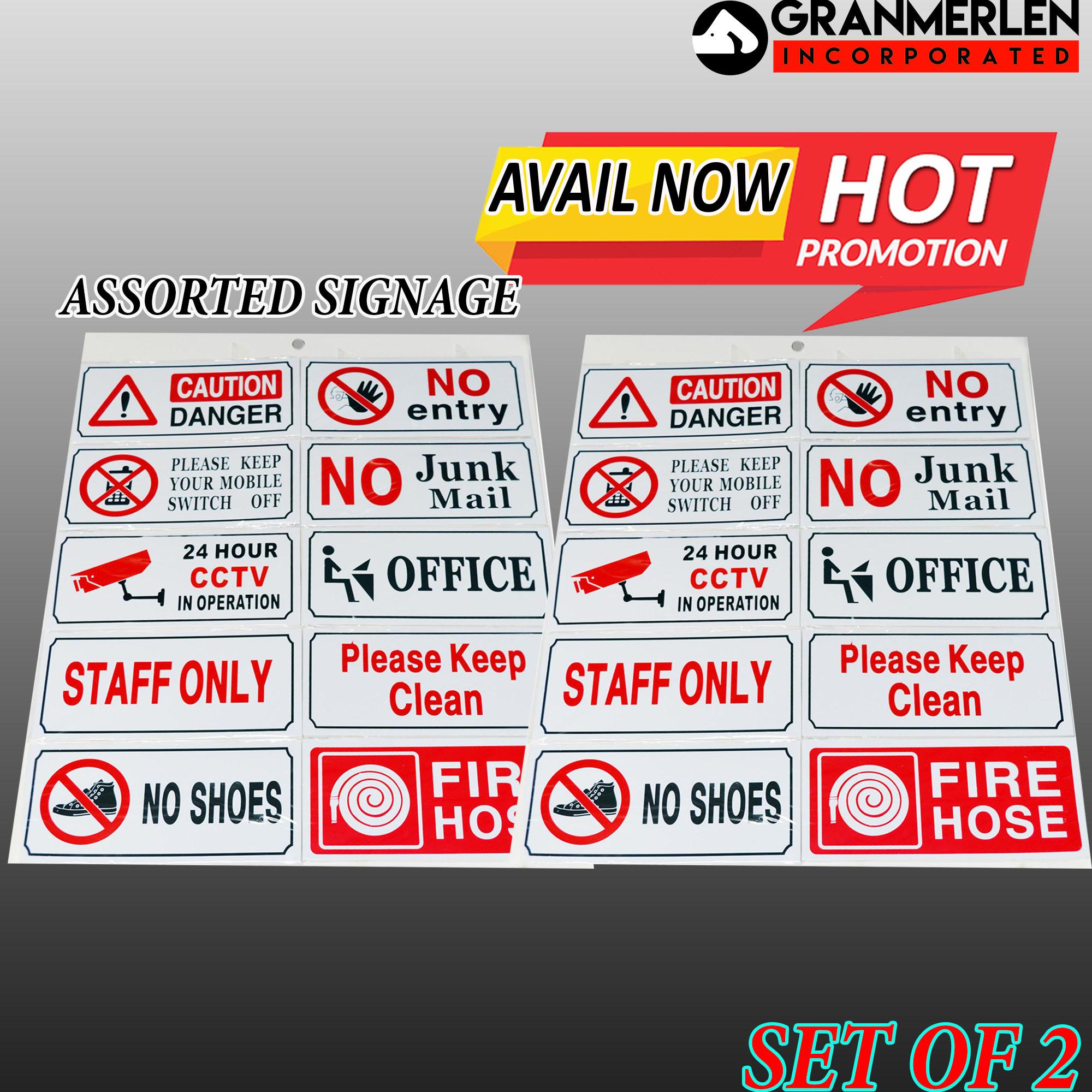Set of 2 Assorted Signage Sticker label or Precaution Sign Sticker 10 ...