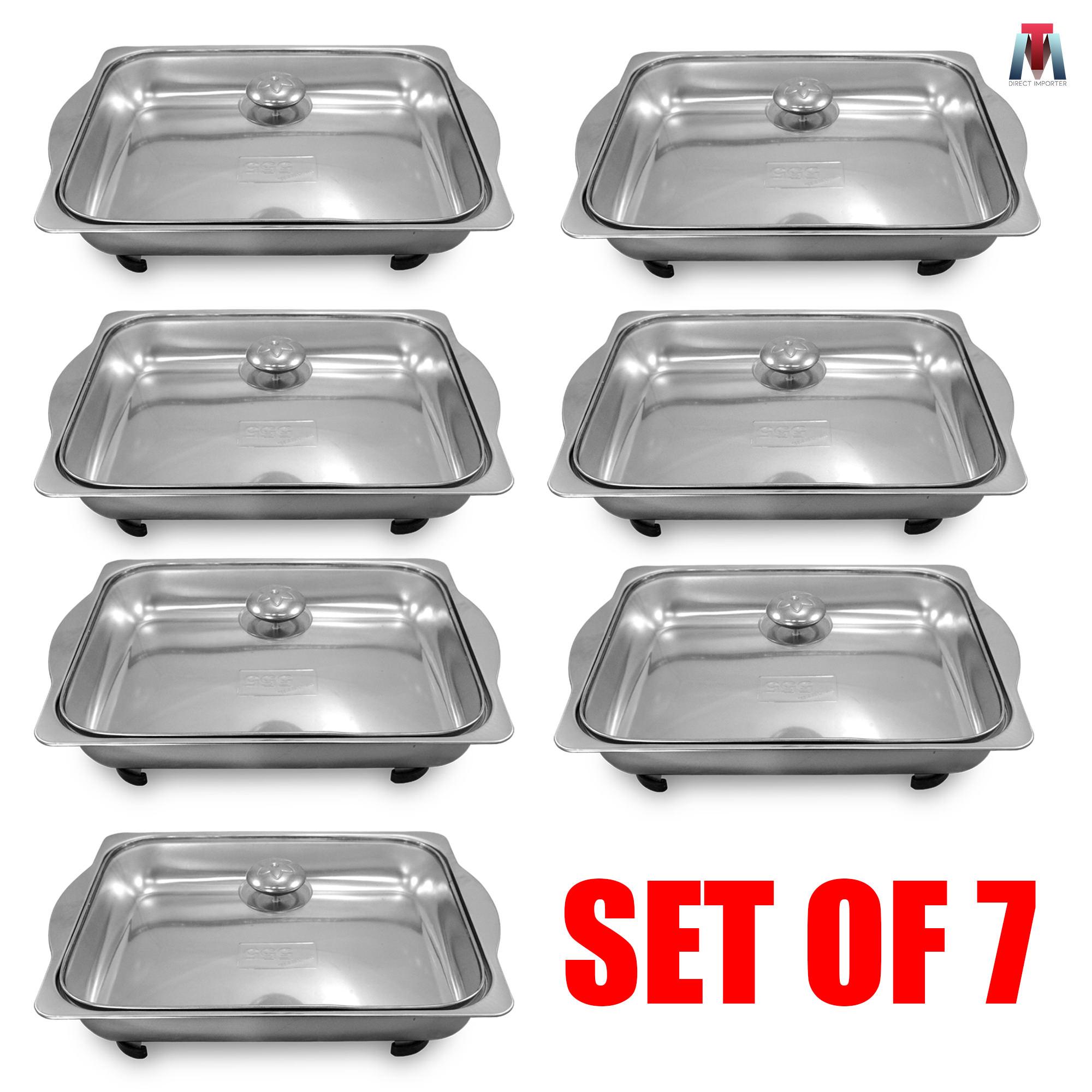 Set of 7 Food Warmer Rectangular Tray Stainless for Catering, Serving ...
