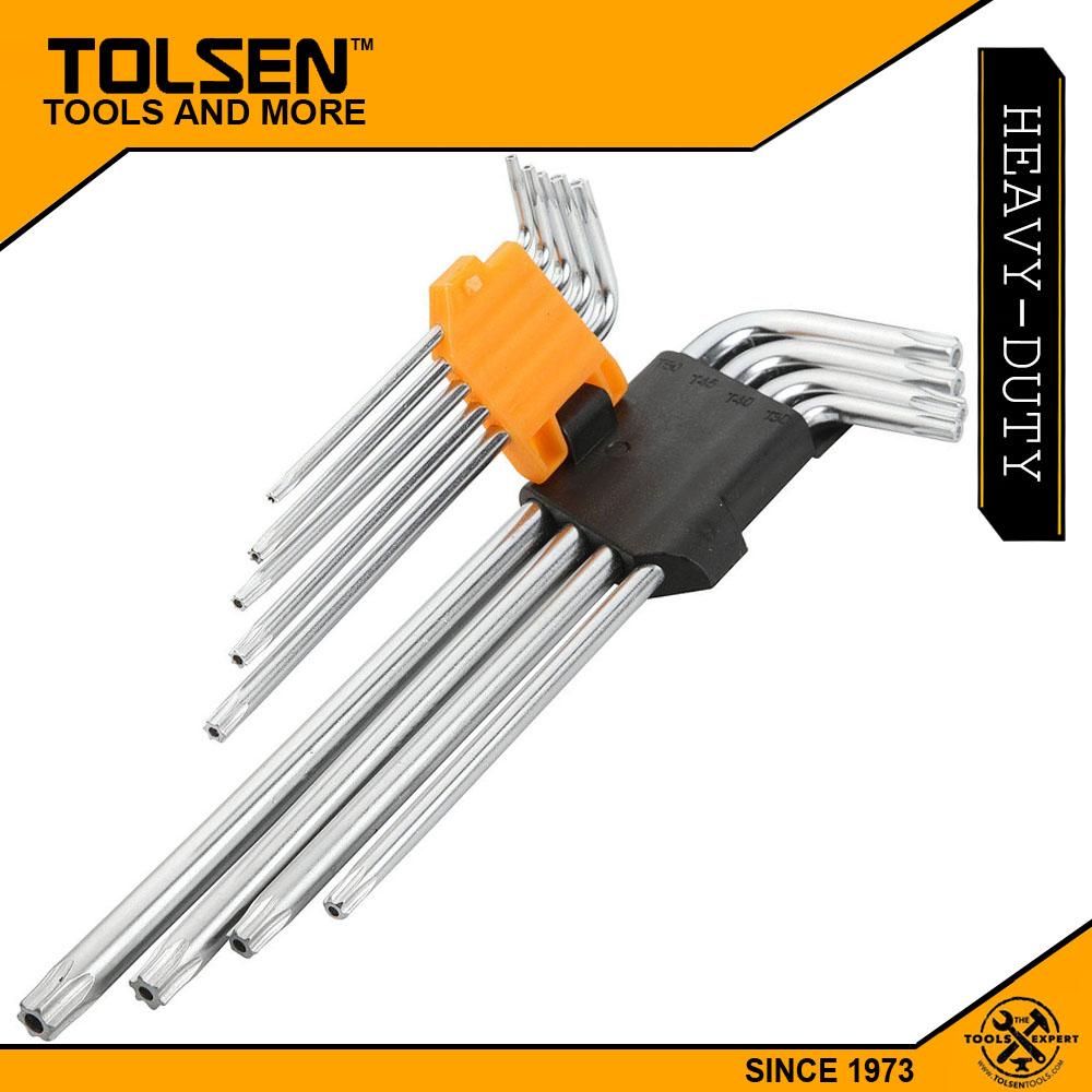 Tolsen 9PCS Torx Extra Long Arm Allen Hex Key Set (T10/T15/T20/T25/T27/T30/T40/T45/T50) 20057 ...