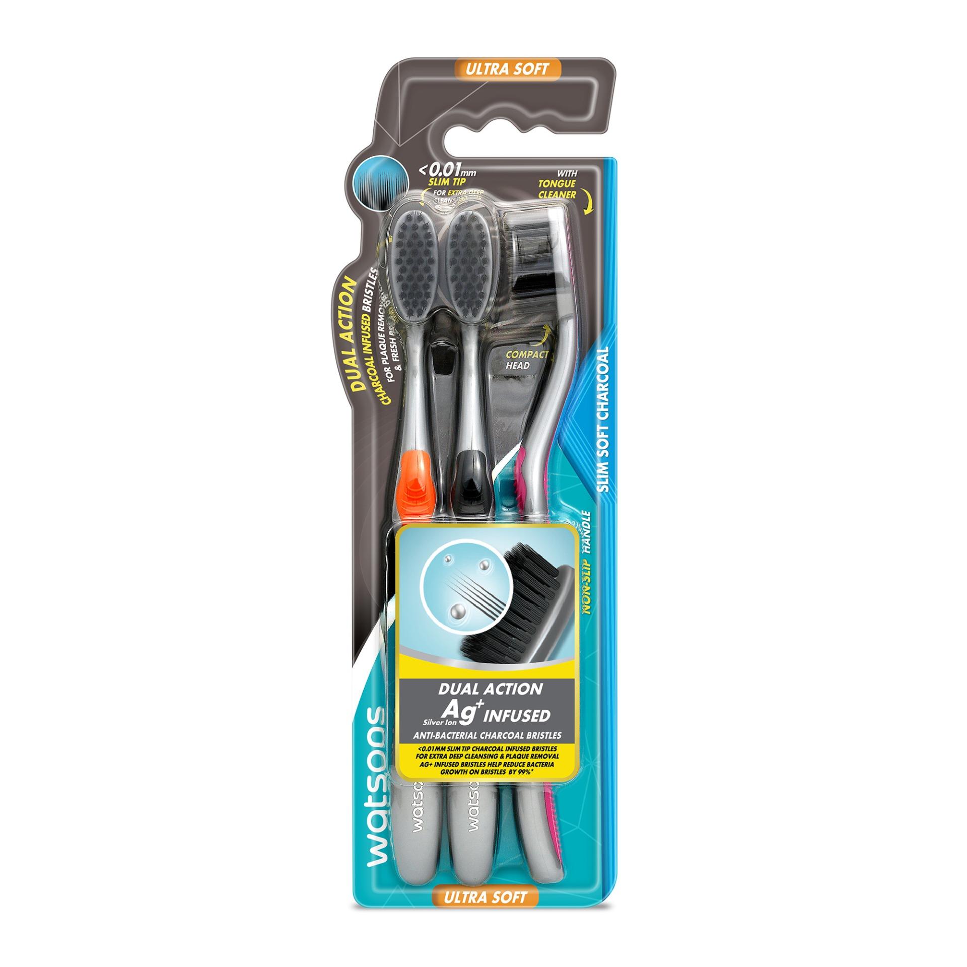 WATSONS Toothbrush Slim Soft Charcoal 3s | Lazada PH