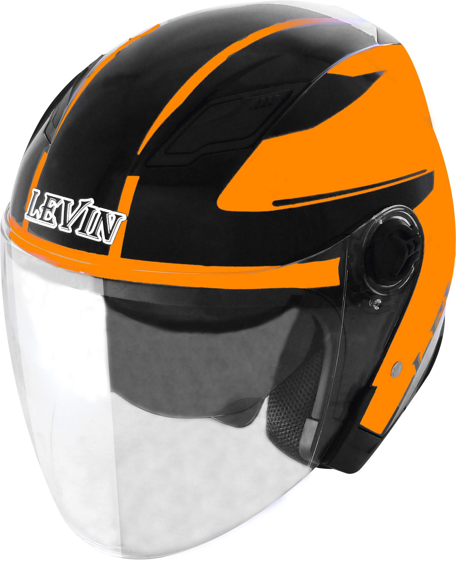 LEVIN Open Face J350 Hero Helmet (Black/Orange) | Lazada PH