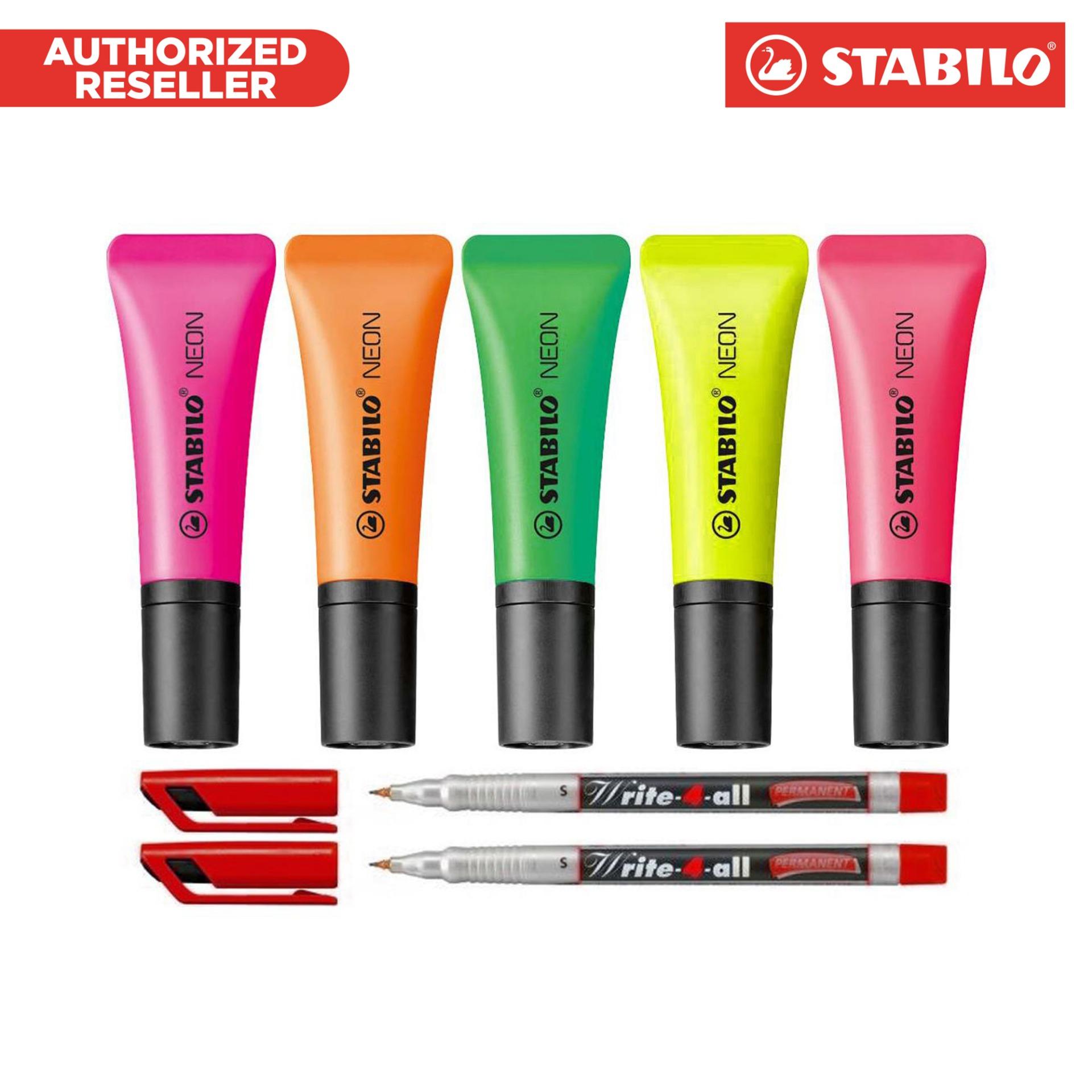 STABILO Neon - Multicolor 5s with STABILO Write-4-All Super Fine - Red ...