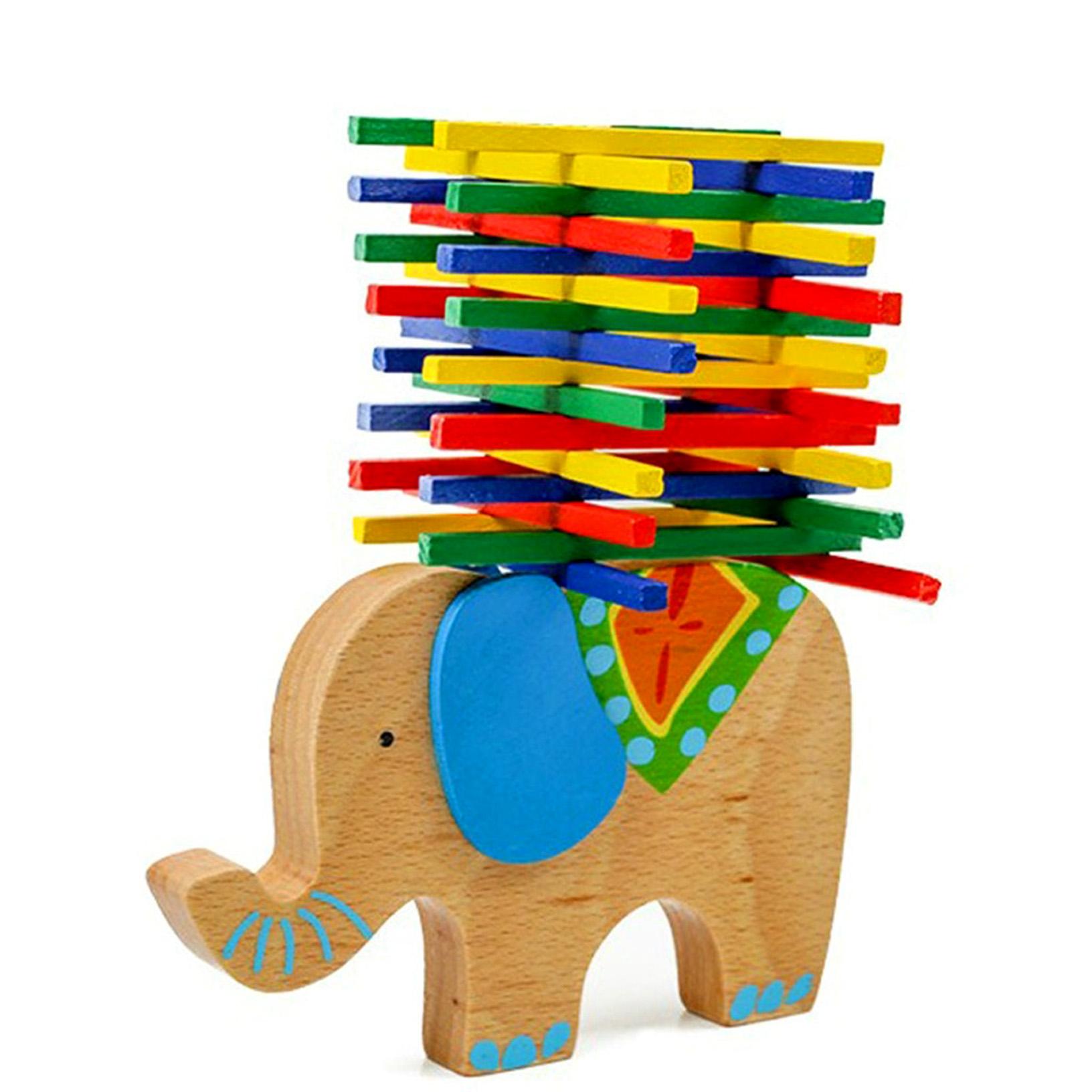 Wooden Elephant Balance Stacking Sticks Blocks Balancing Game ...