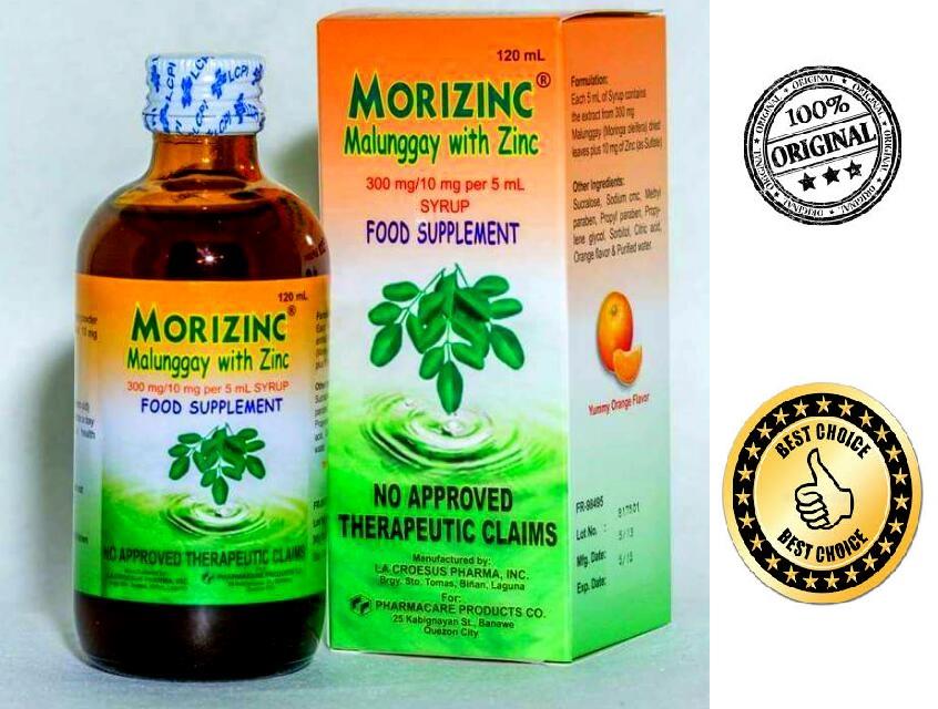 Morizinc 120ml Malunggay with Zinc Syrup 300/10mg/5ml - 1 Bottle ...