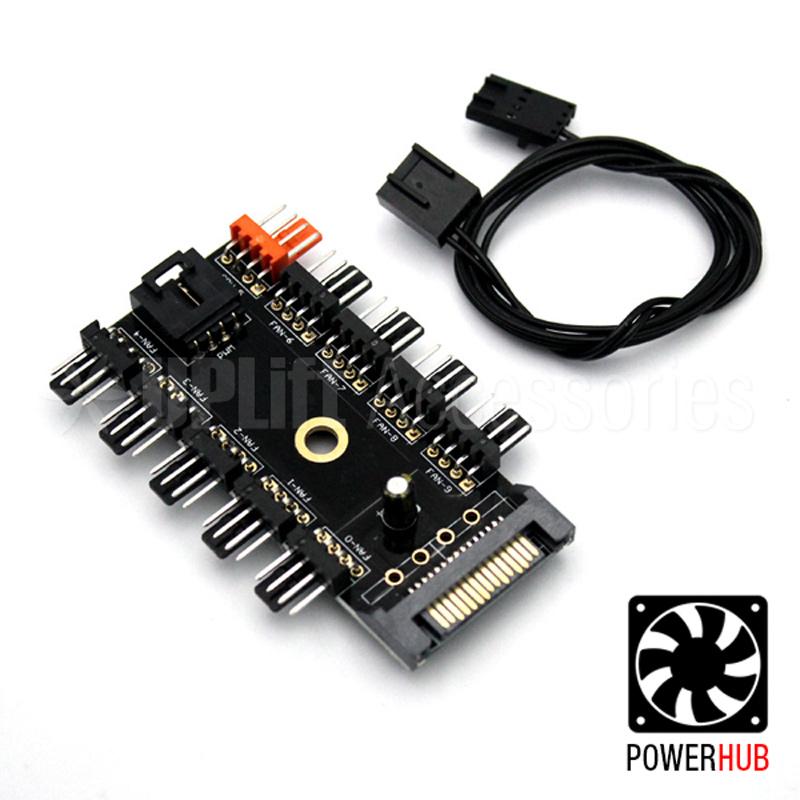 SATA to 10x 4-Pin Fan Power Hub for PC with PWM for Mining PC Case Fan ...