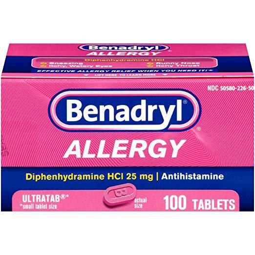 Benadryl Allergy Diphenhydramine HCl 25 mg, Antihistamine - (100 ...