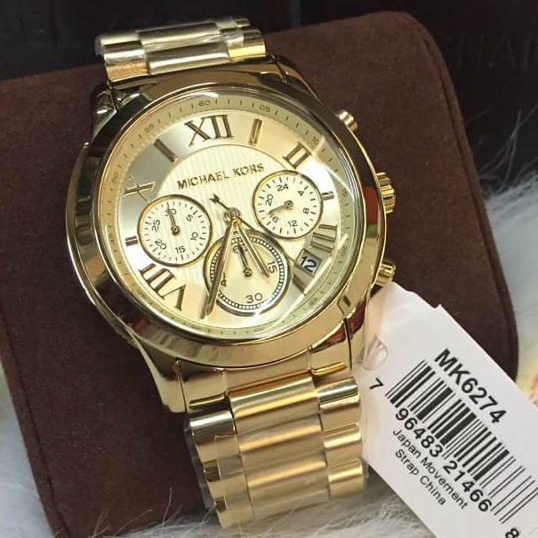 Michael Kors Cooper Chronograph Gold Dial Gold-Tone Ladies Watch ...