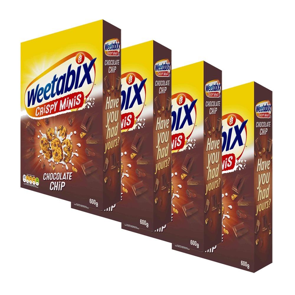 Weetabix Crispy Minis Chocolate Chip Cereal 4 Pack (600g per Box ...