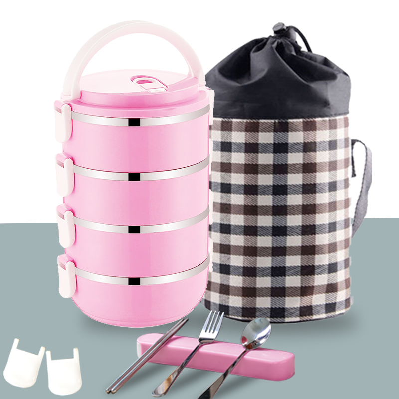 Double insulated lunch box 2-layer 1 student stainless steel ...